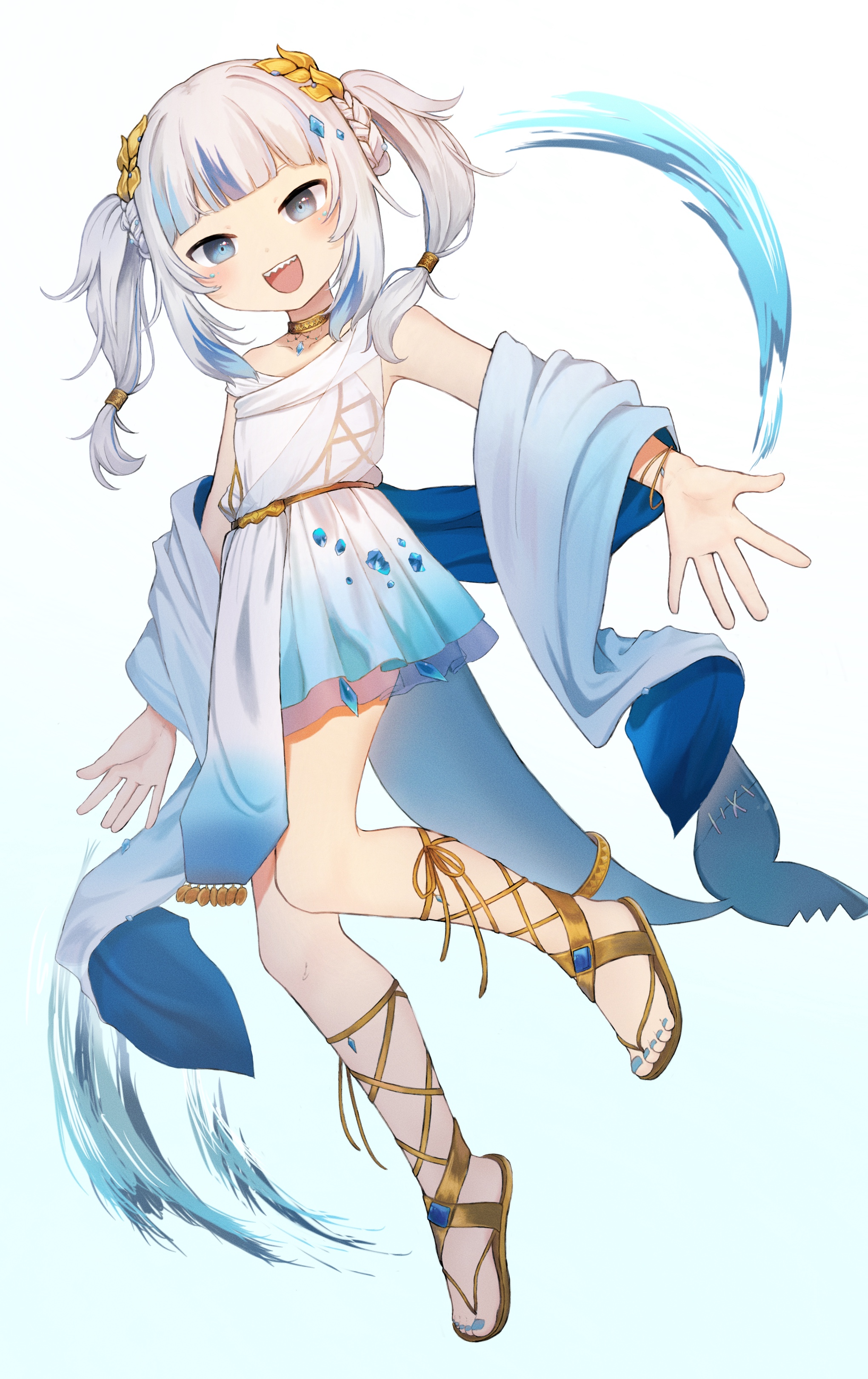 Safebooru - 1girl :d absurdres aka tadaima bangs blue background blue ...