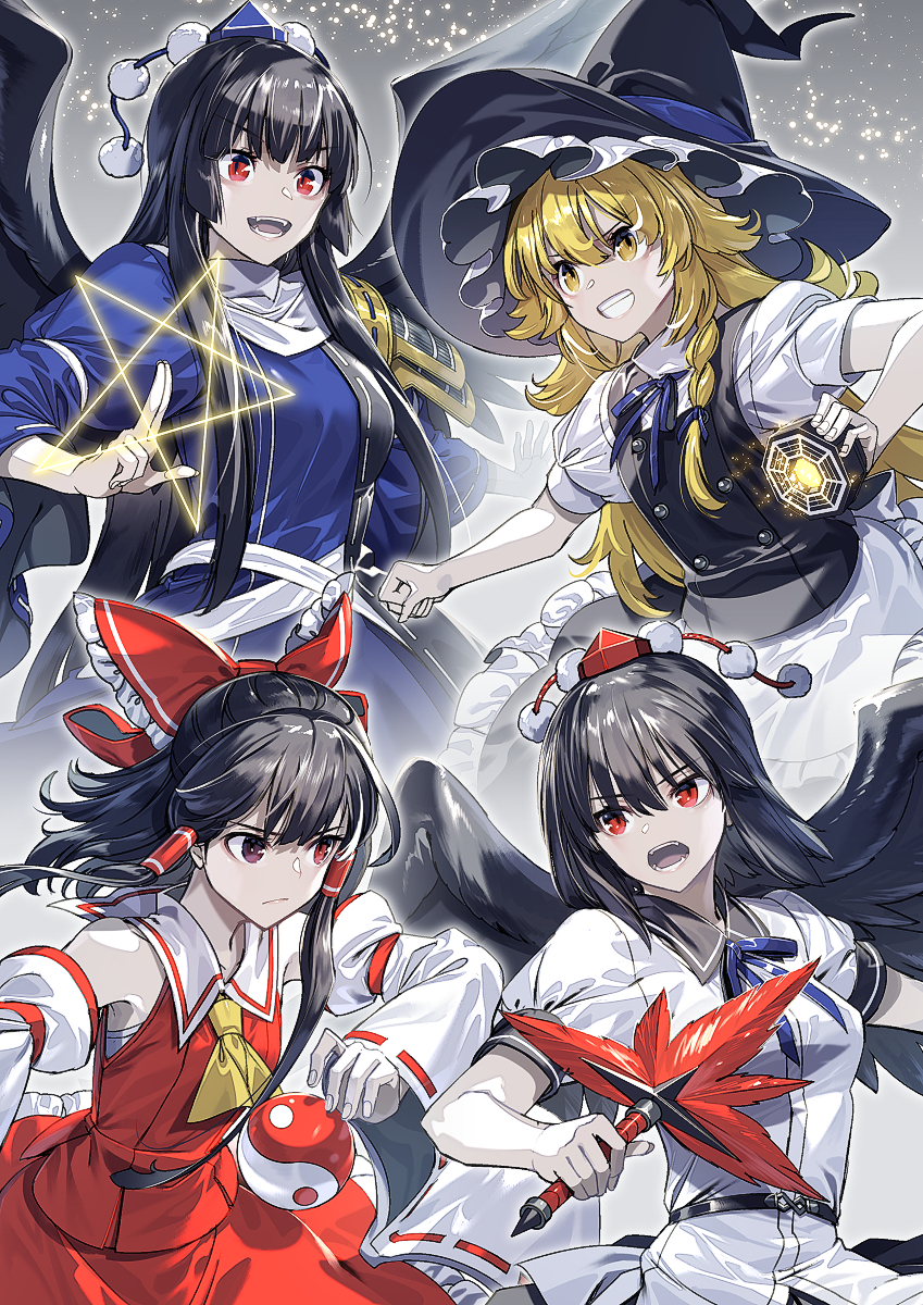 Safebooru - 4girls apron arm at side arm garter armor ascot bagua bare ...