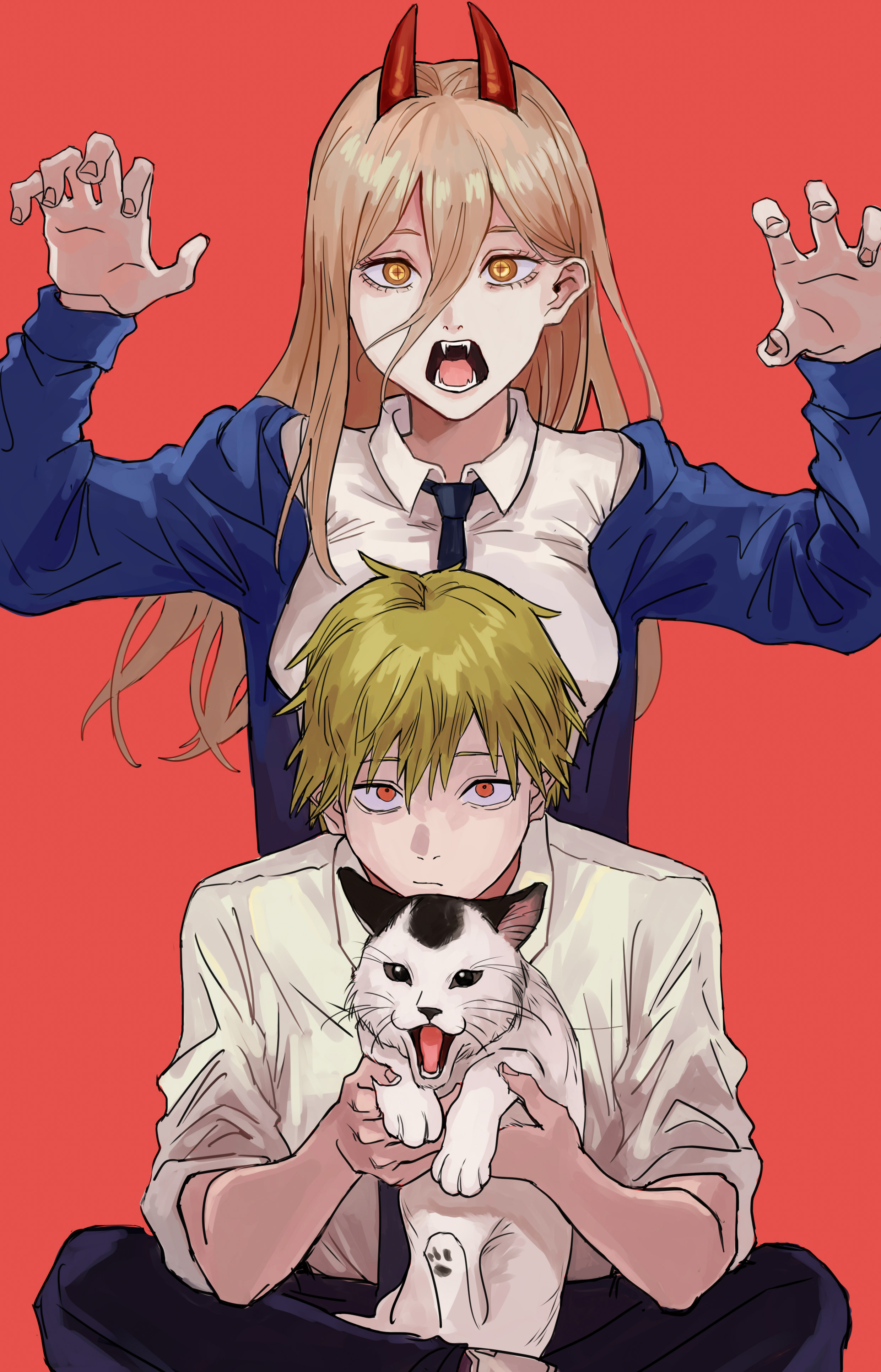 Safebooru - + + 1boy 1girl absurdres animal black necktie black neckwear black pants blonde hair ...