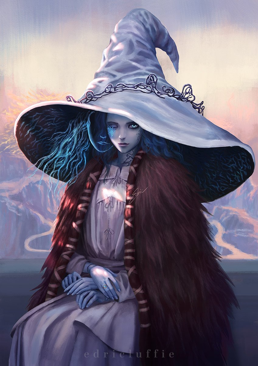 Safebooru - 1girl blue hair blue skin closed mouth colored skin cracked ...