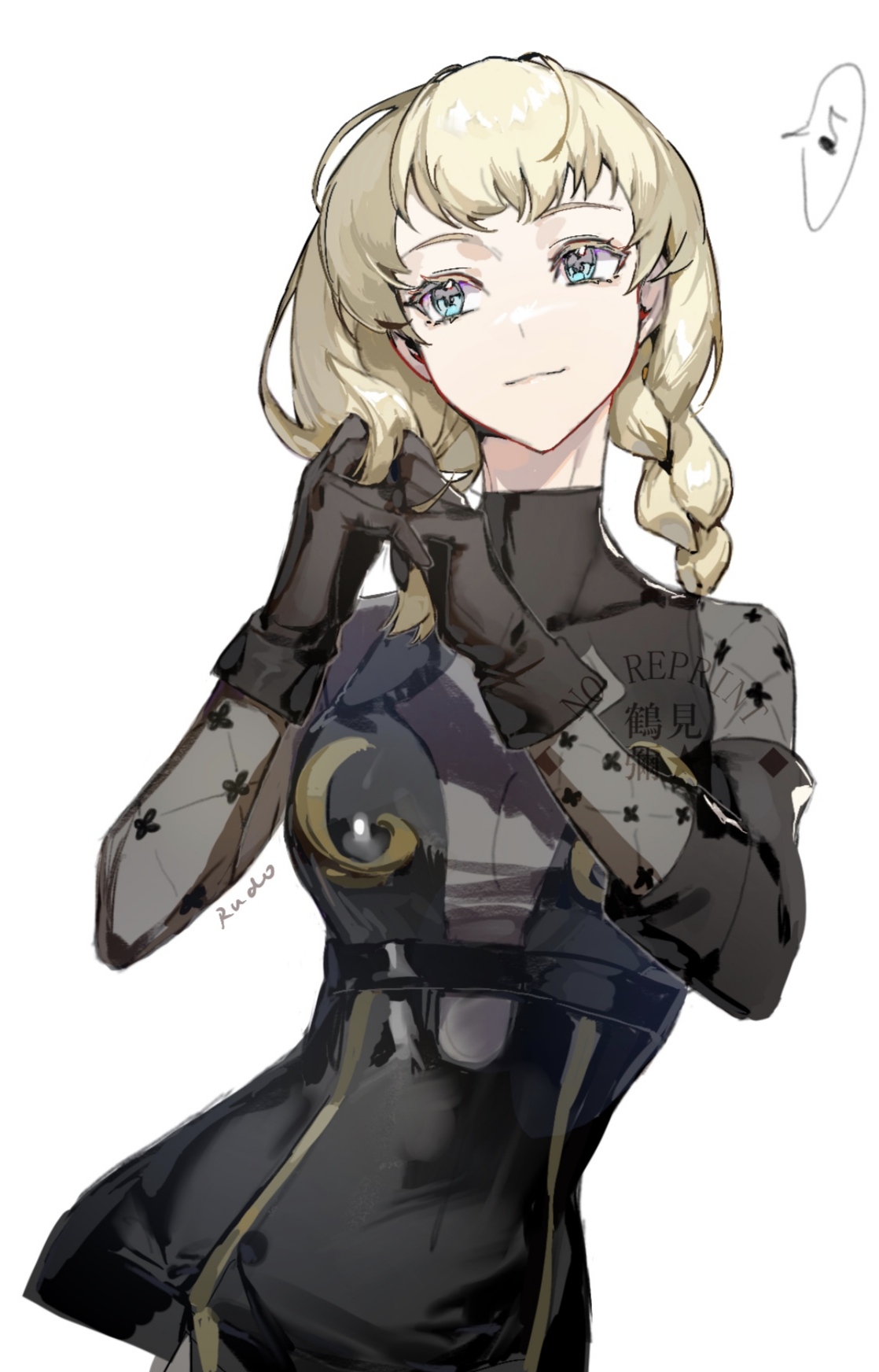 Safebooru - 1girl black gloves blonde hair blue eyes bodystocking braid ...