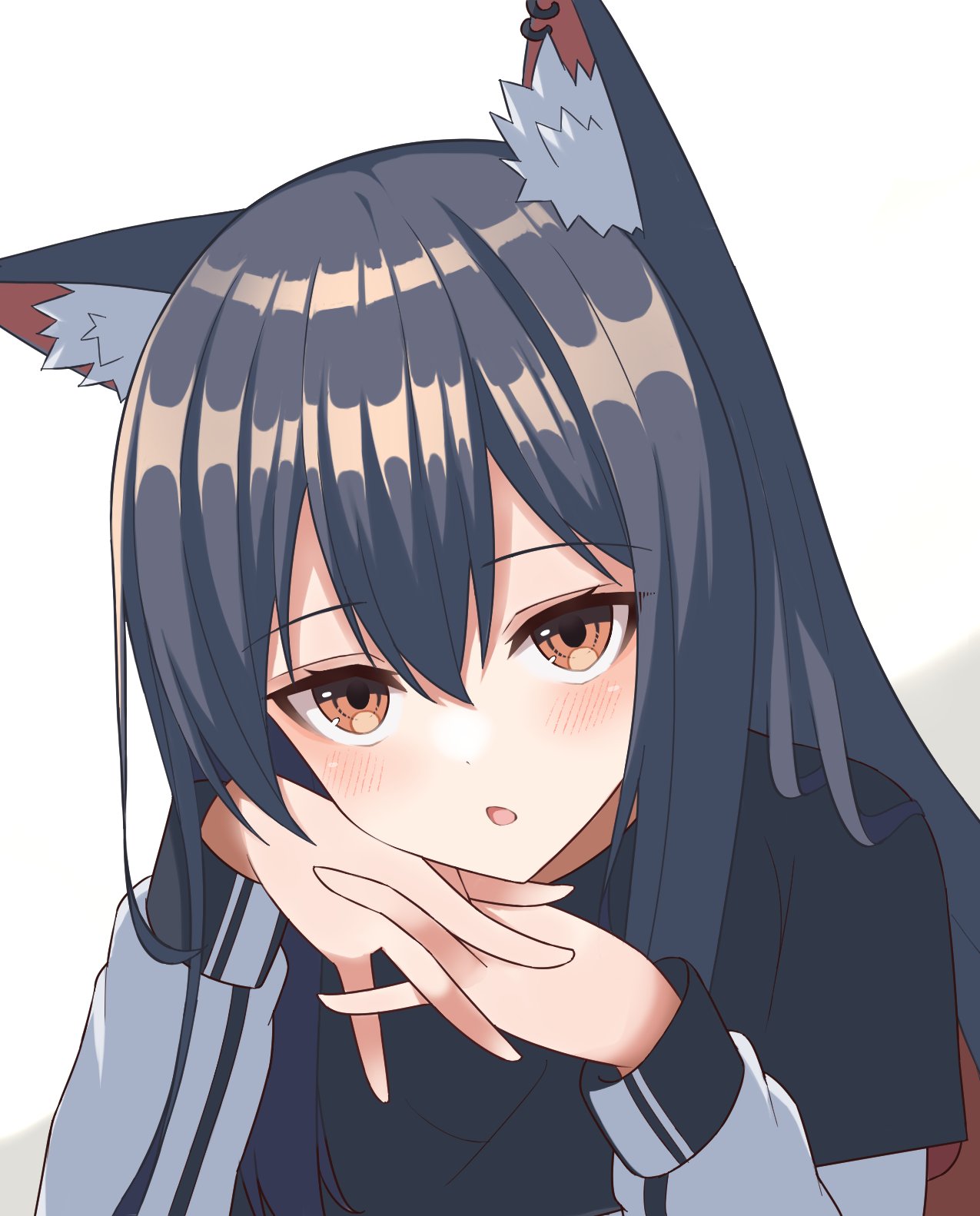 Safebooru - 1girl :o animal ear fluff animal ears arknights bangs black capelet black hair blush ...