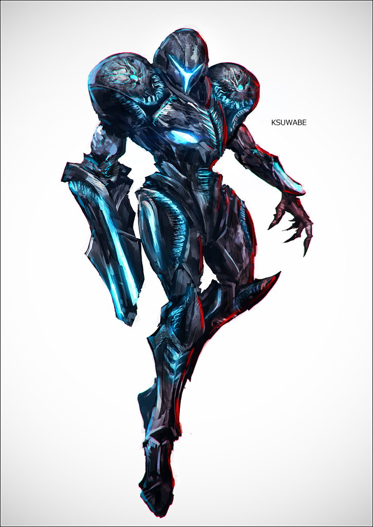 Safebooru - 1girl arm cannon armor artist name claws dark samus facing viewer full armor full ...
