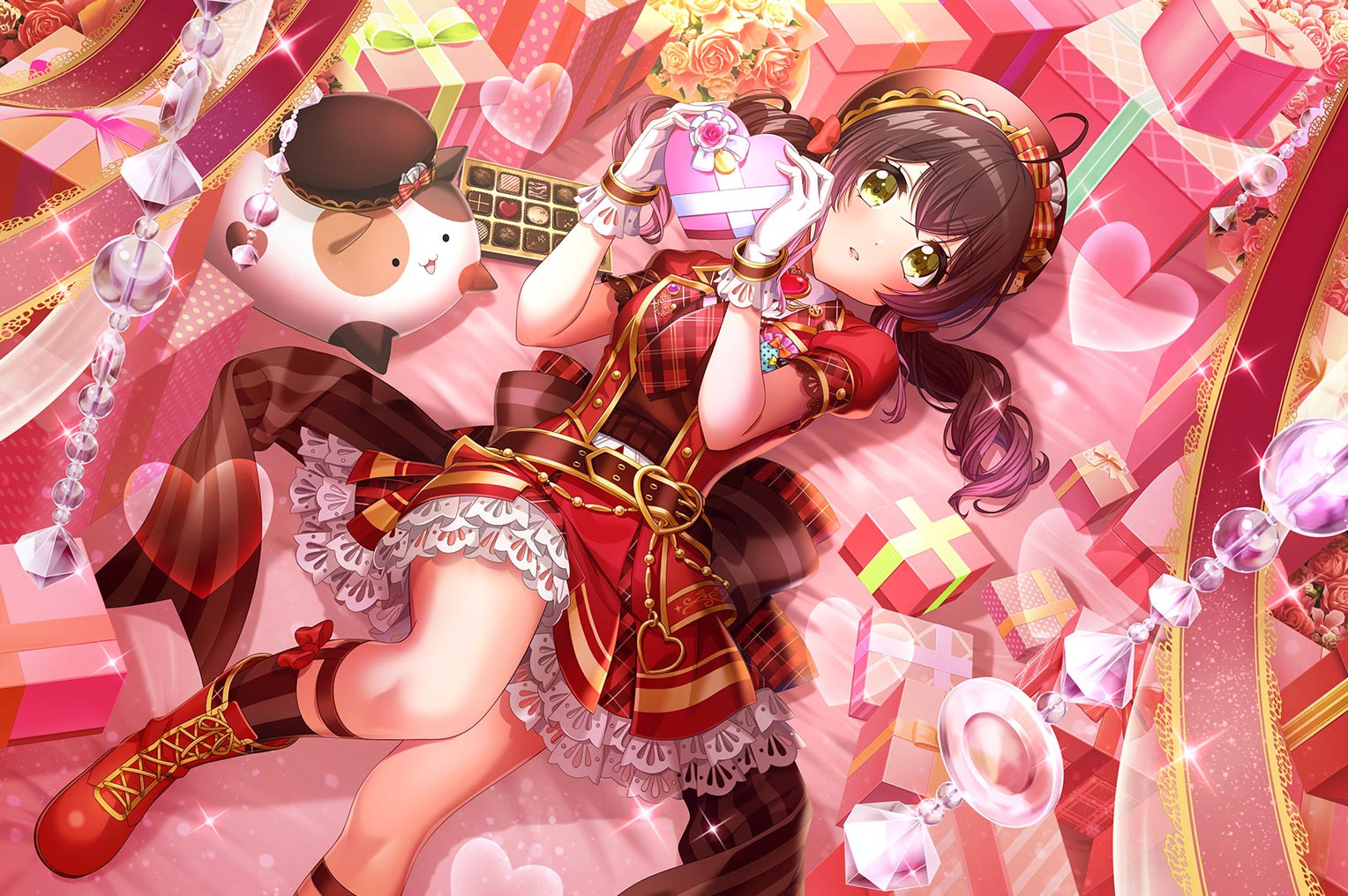 Safebooru - blush brown hair d4dj dress green eyes long hair ohnaruto muni smile | 3918925