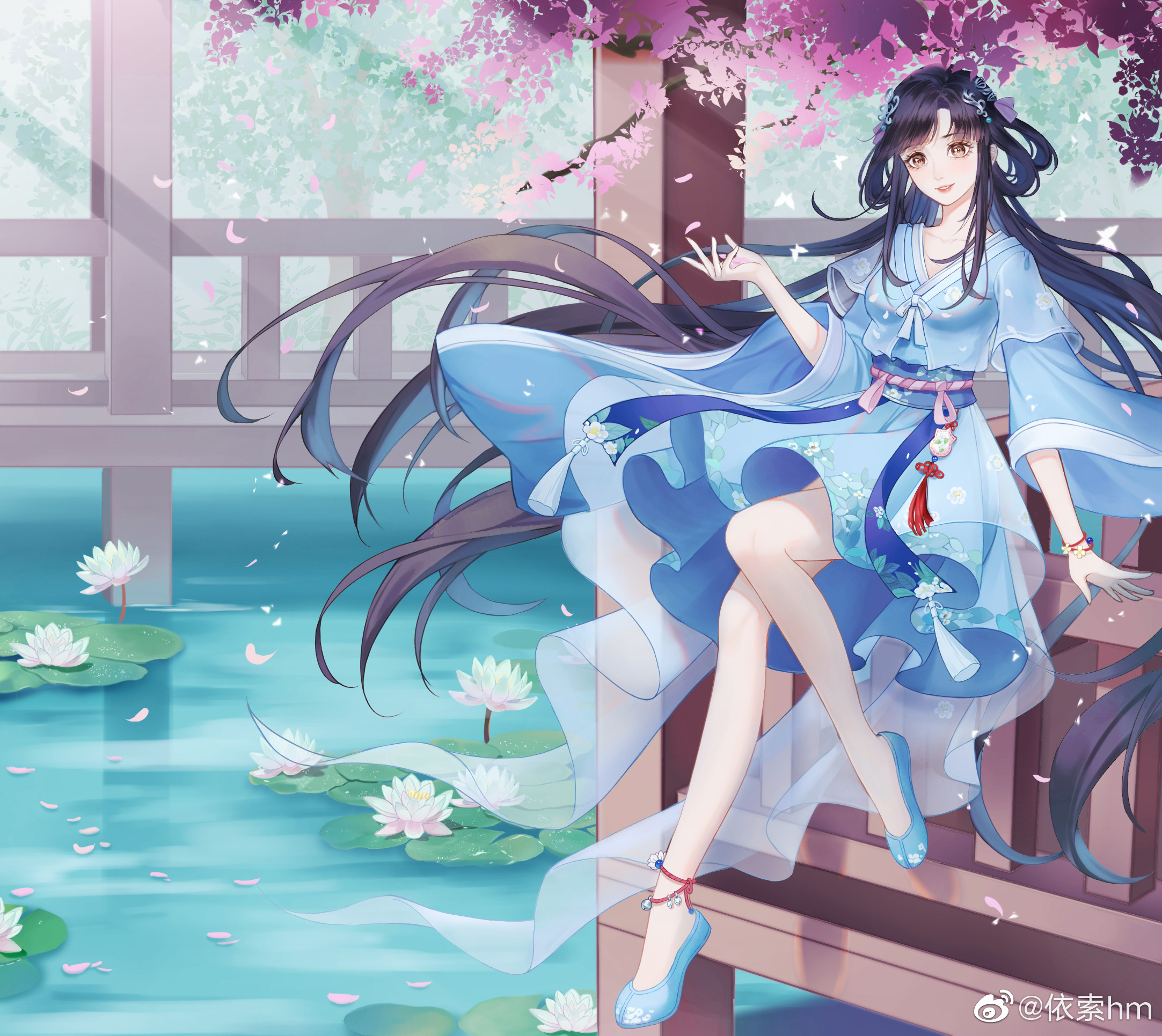 Safebooru - 1girl bai moqing (xian jian qi xia zhuan 7) bare legs black ...