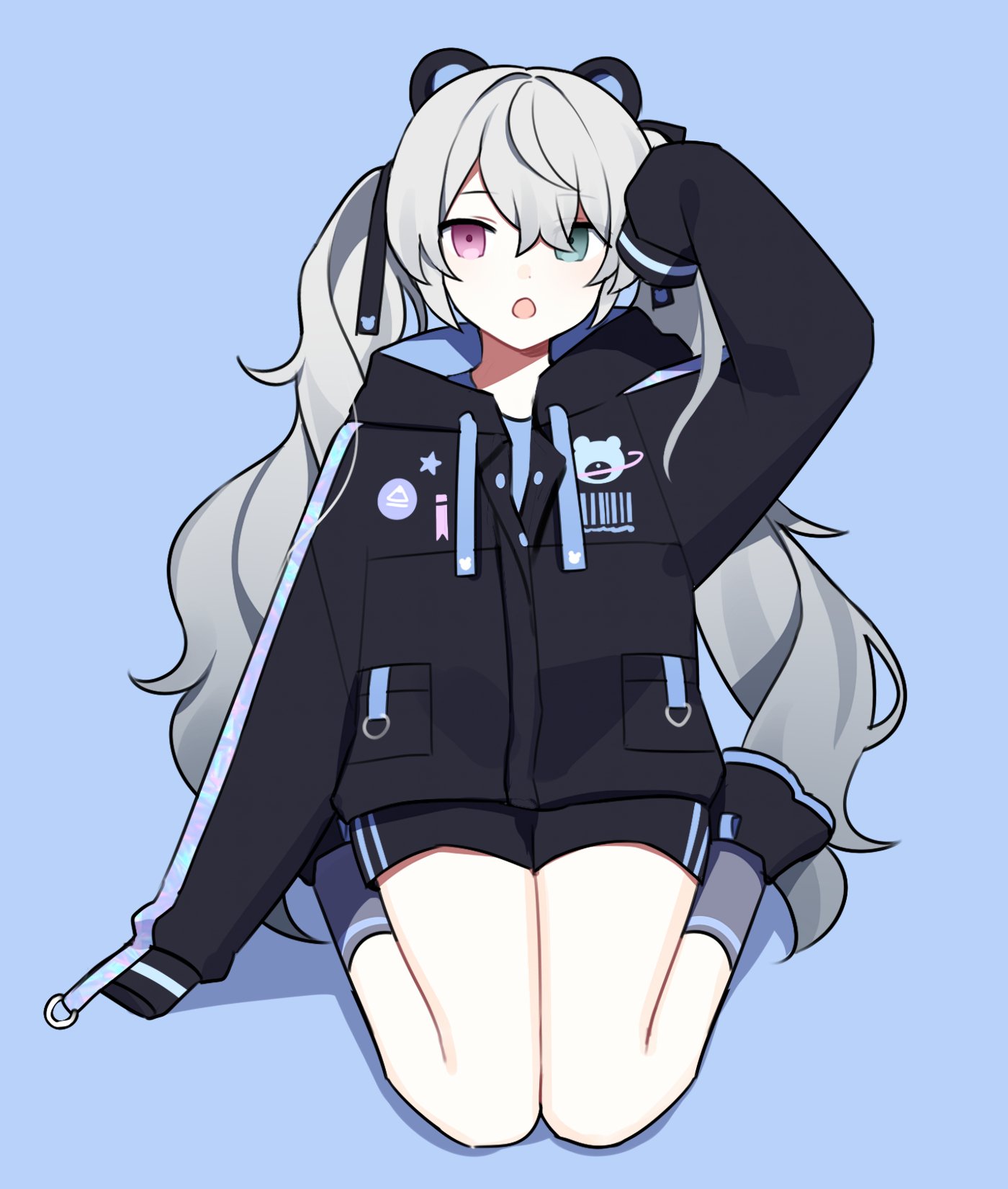 Safebooru - 1girl 25-ji night code de. (project sekai) :o animal ears aqua eyes bear ears black ...