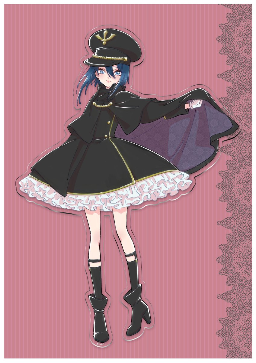 Safebooru - 1girl black dress black footwear black headwear blue eyes ...