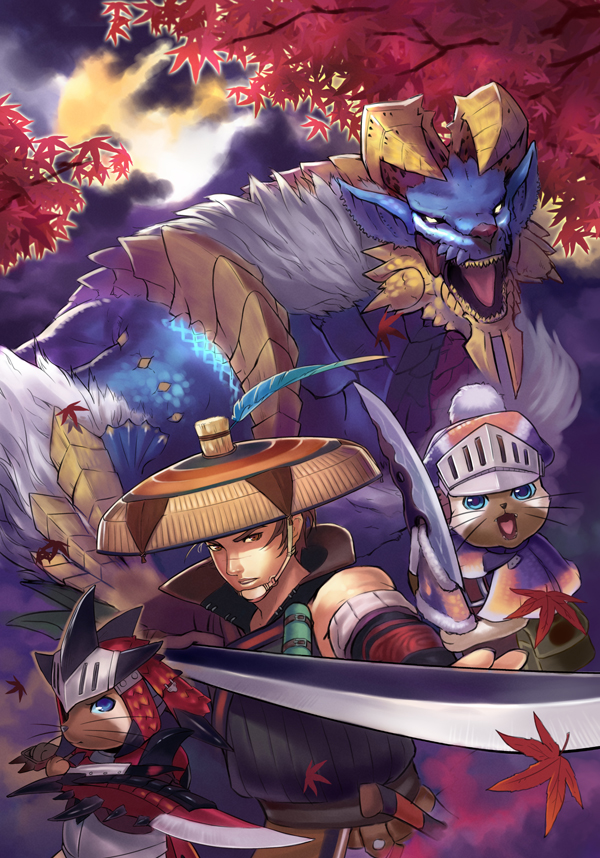 Safebooru - cloud clouds feathers felyne hat jinouga leaf maple leaf ...