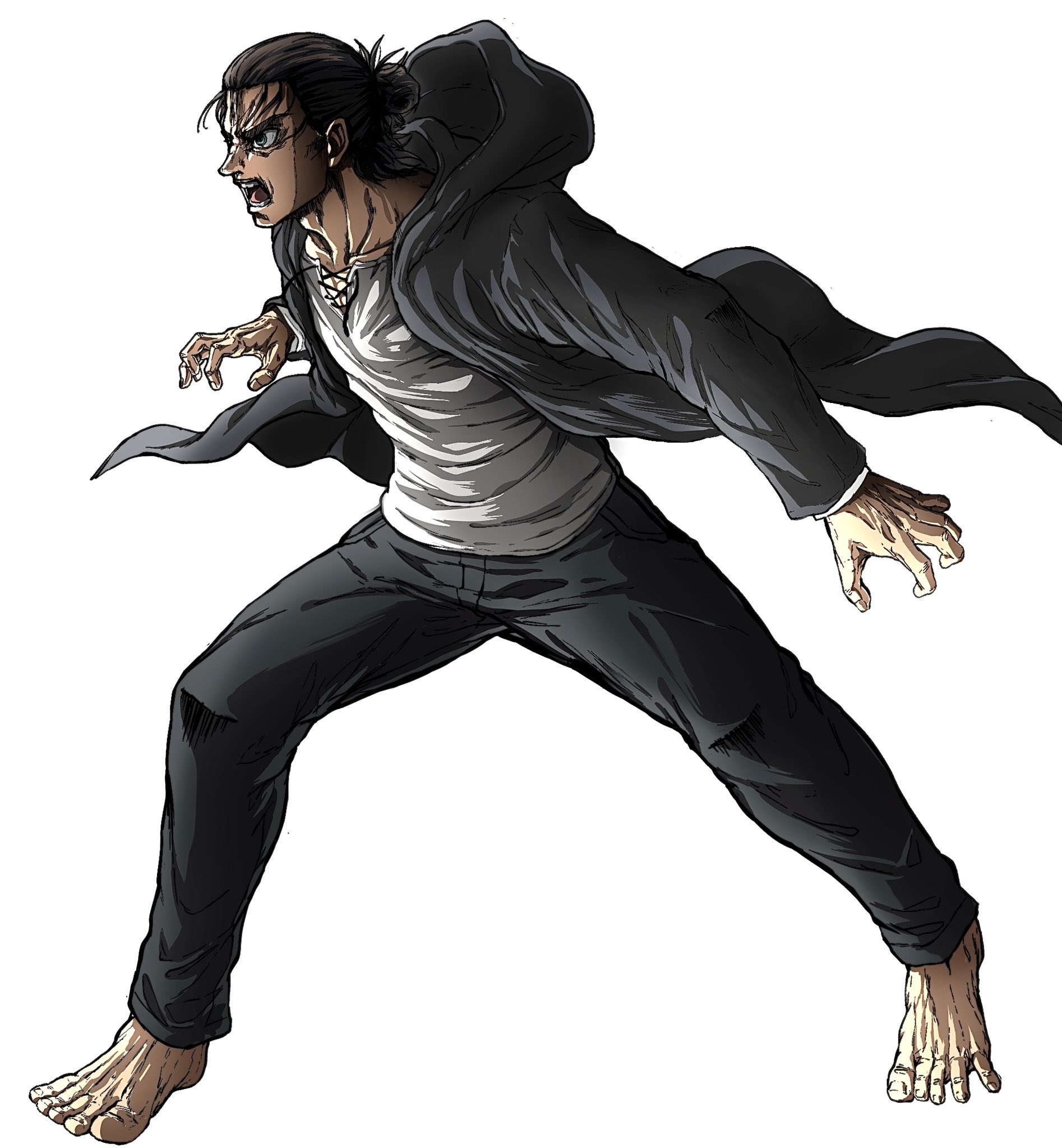 Safebooru - 1boy angry barefoot brown hair daisx (dais0115) eren yeager ...