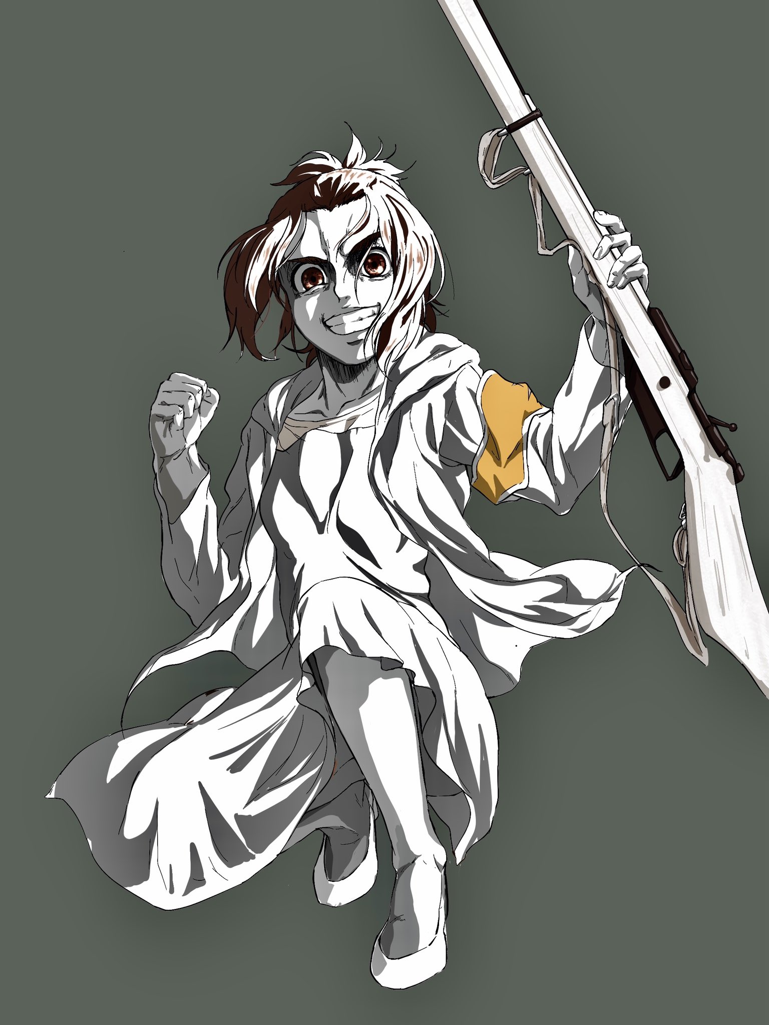 Safebooru - 1girl armband brown eyes daisx (dais0115) frown full body ...