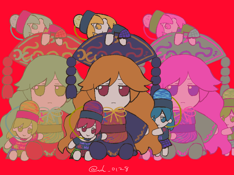 Safebooru - 4girls bangs black dress blonde hair blue hair character ...