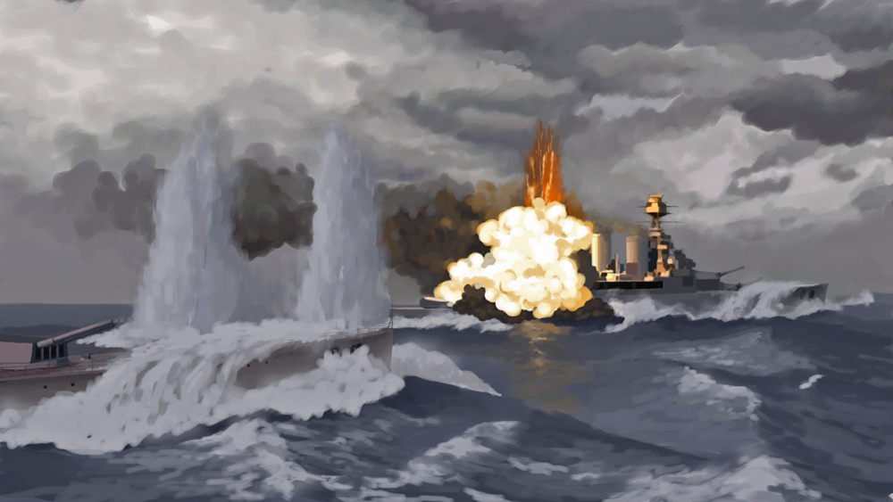 Safebooru - battlecruiser battleship cannon clouds cloudy sky dueck ...
