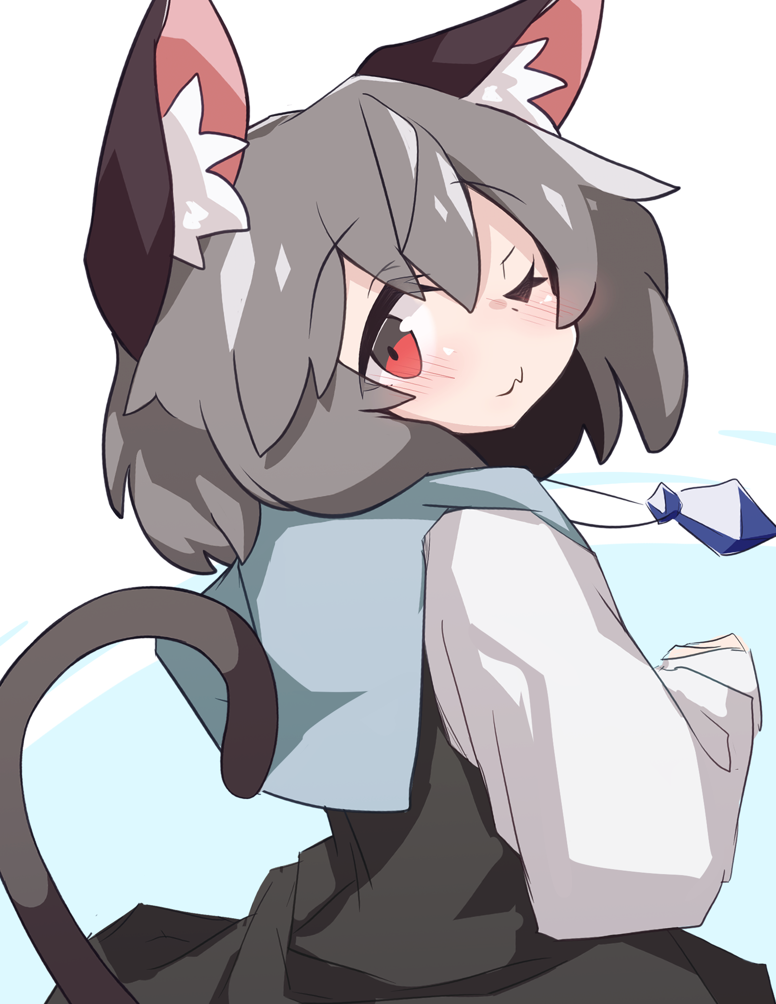 Safebooru - 1girl :3 animal ear fluff animal ears bangs blue capelet blush capelet closed mouth ...