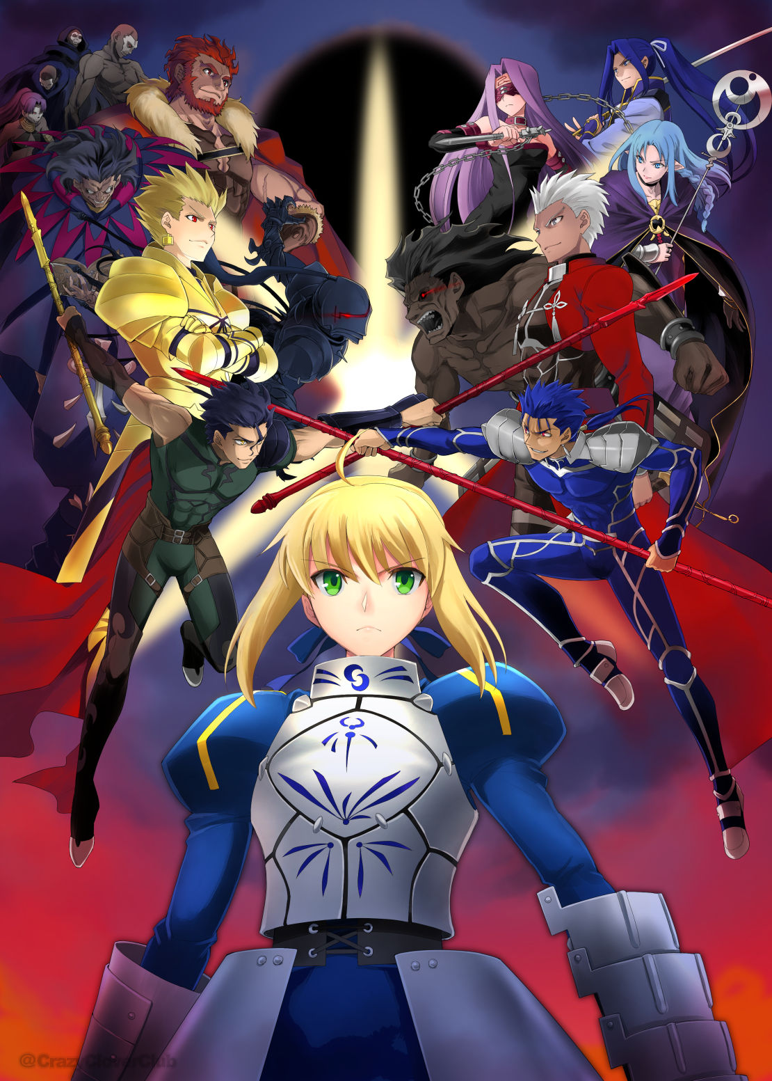 Safebooru - 4girls 6+boys ahoge archer (fate) armor armored dress ...