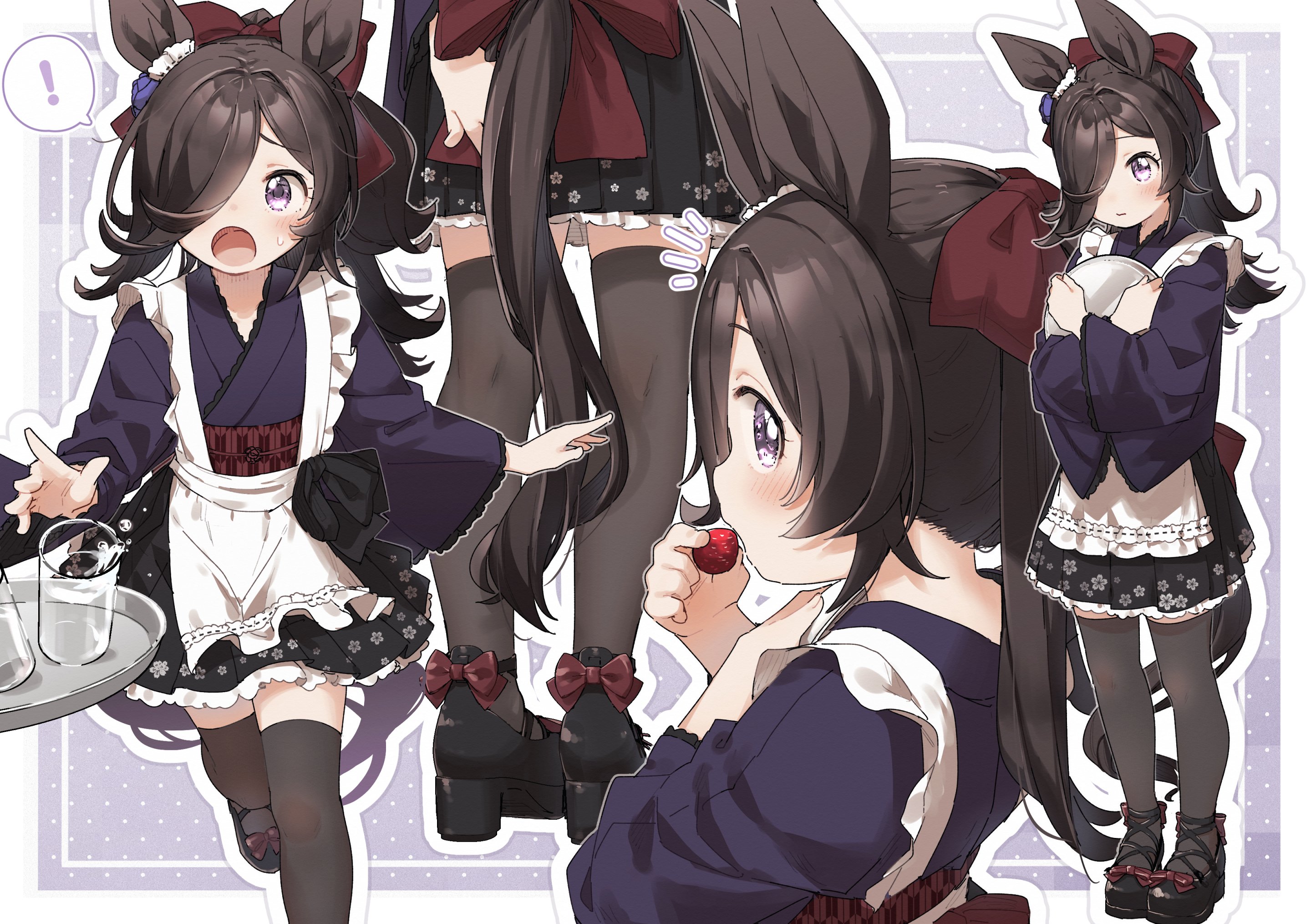 Safebooru - ! 1girl :o alternate hairstyle animal ears apron bangs ...