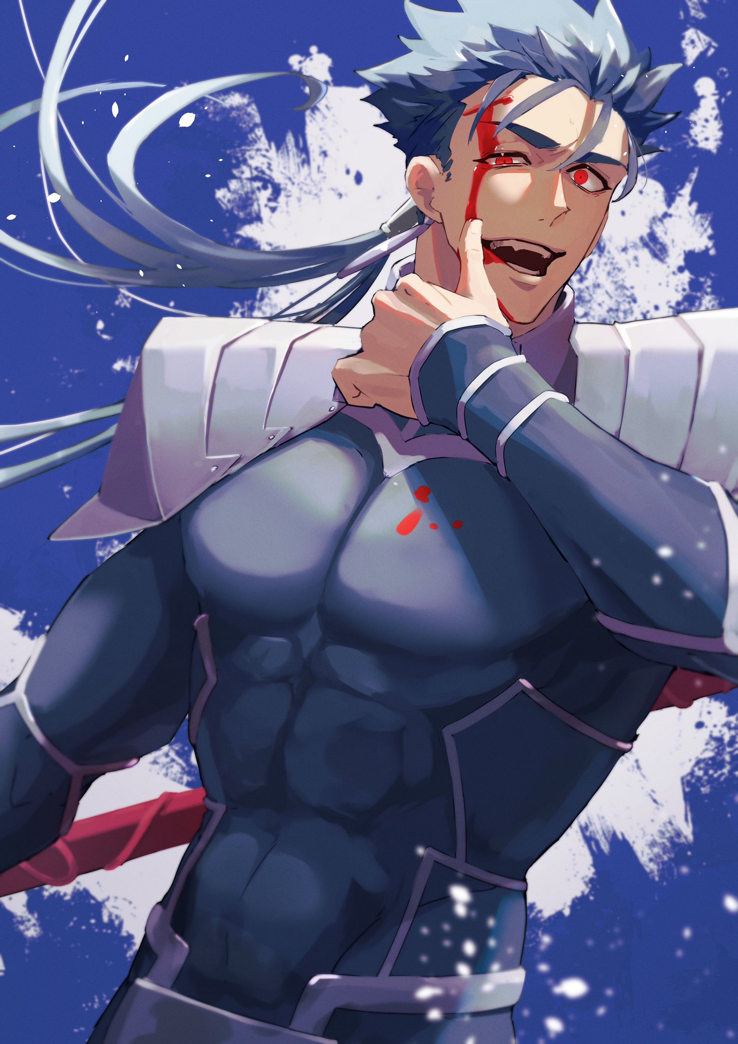 Safebooru - 1boy blood blood on face blue hair cu chulainn (fate ...