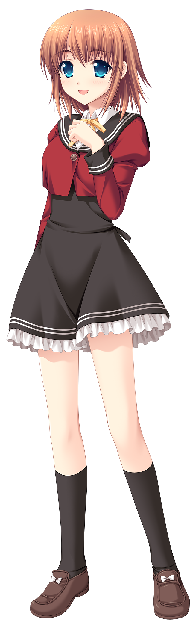 Safebooru - 1girl :d alpha (yukai na nakamatachi) bangs black legwear black sailor collar black ...