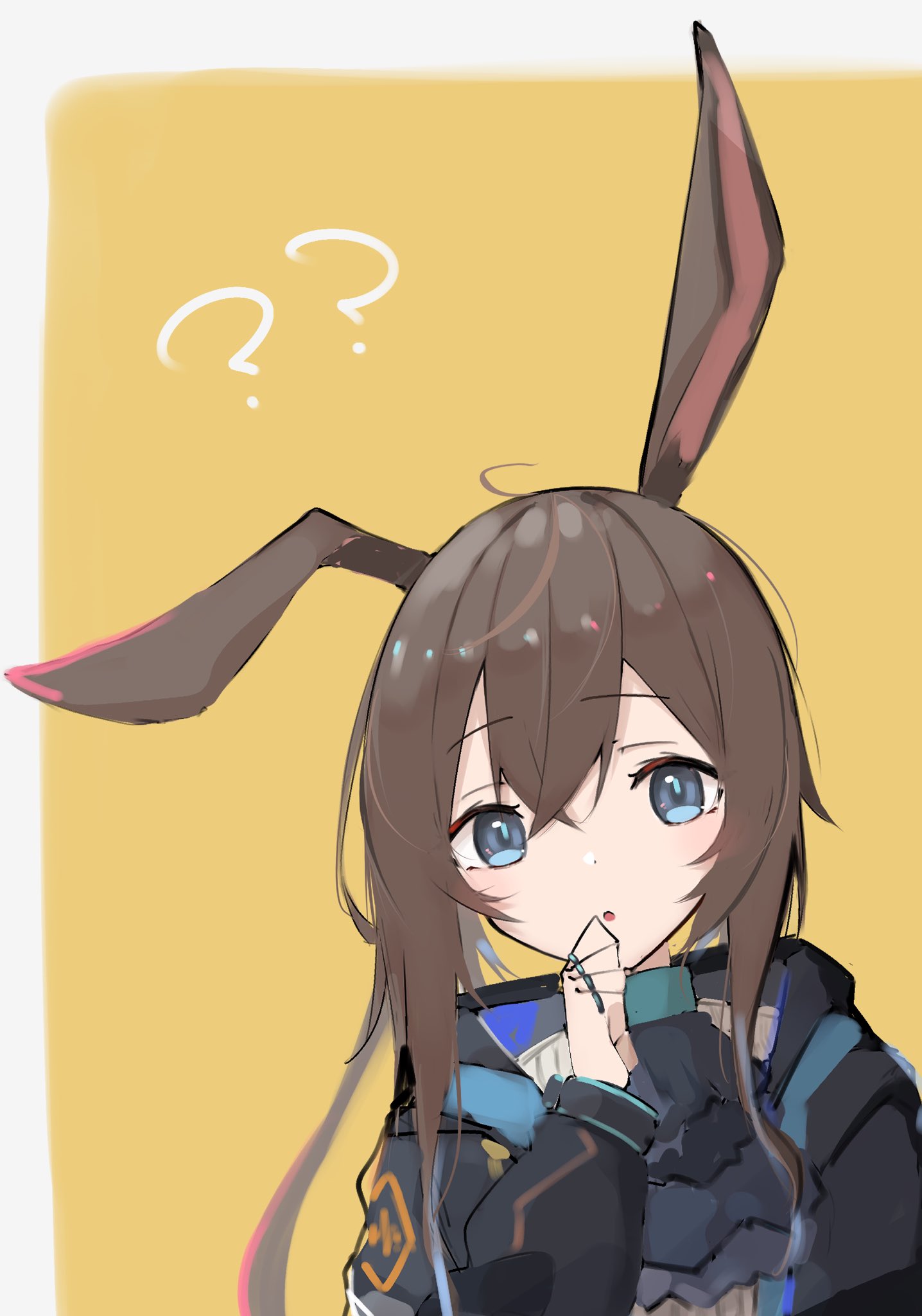 Safebooru - 1girl :o ? ?? ahoge amiya (arknights) animal ears arknights asususususu bangs black ...
