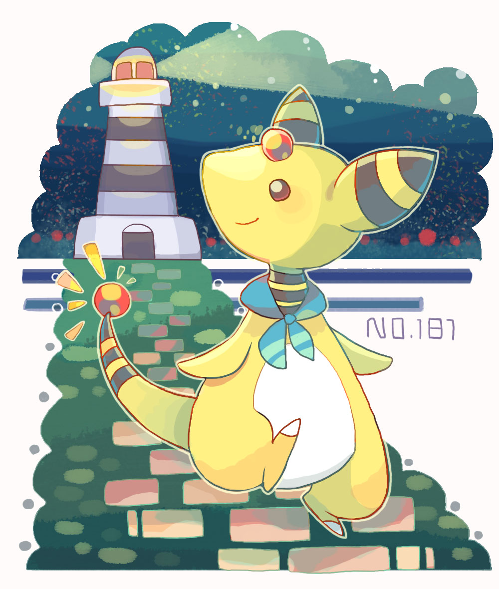 Safebooru - akadako ampharos animal focus blue neckerchief blue sky ...