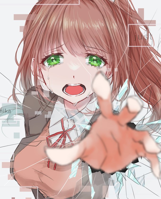 Safebooru - 1girl blazer breaking breasts broken broken glass brown ...