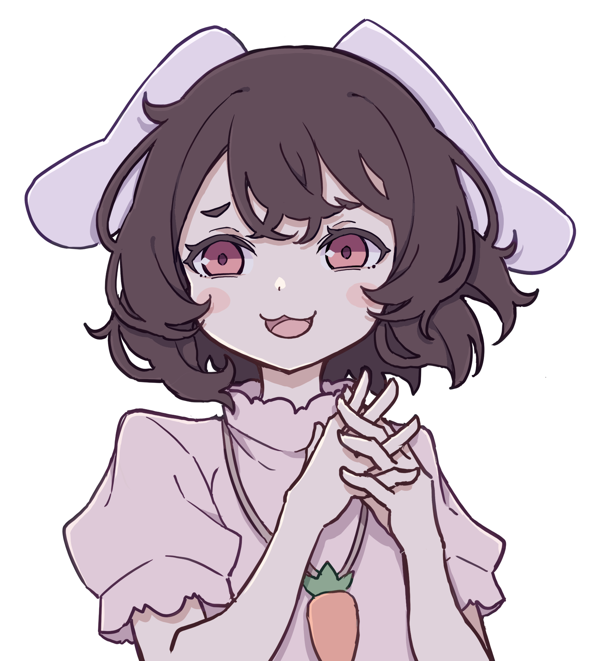 Safebooru - 1girl :3 animal ears brown hair dress floppy ears frilled ...