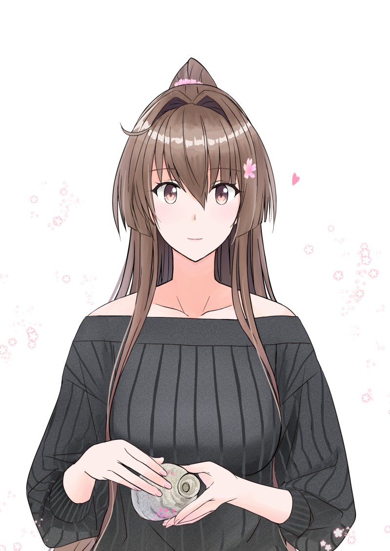 Safebooru - 1girl alternate costume black sweater brown eyes brown hair ...