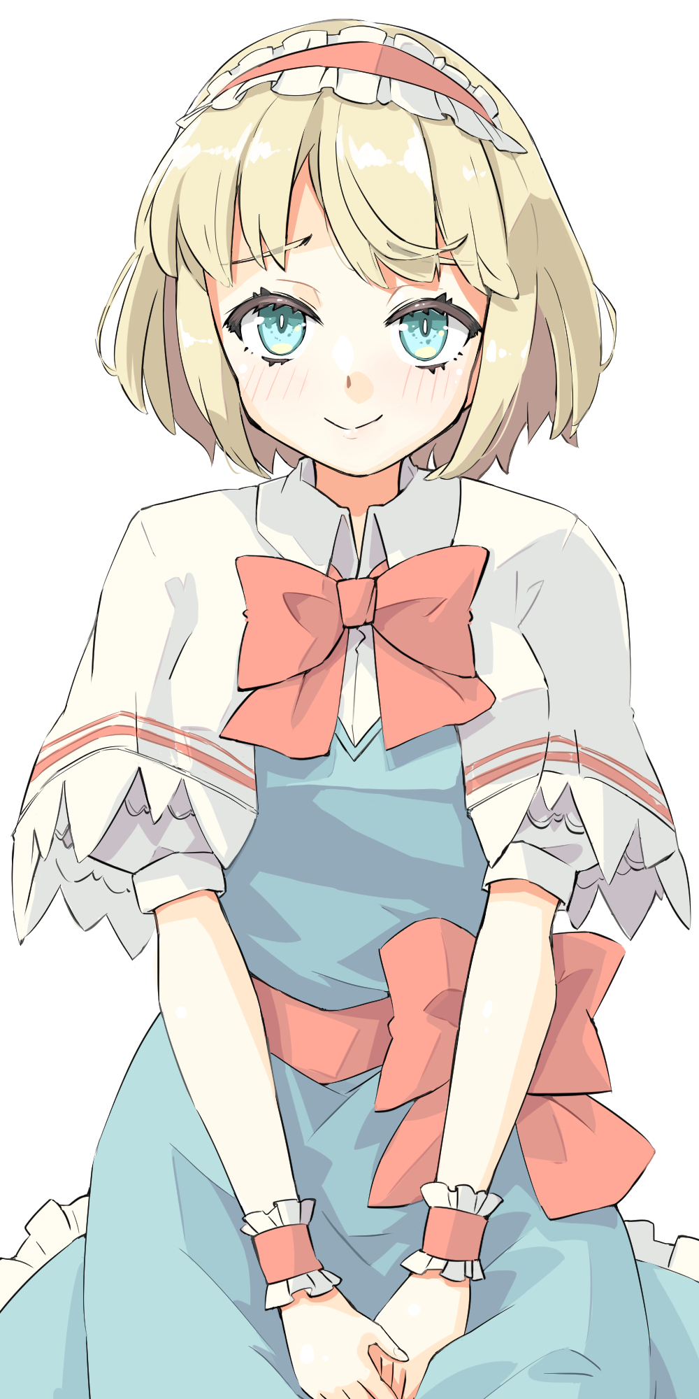 Safebooru - 1girl alice margatroid arnest bangs blonde hair blue dress blue eyes blush bow ...