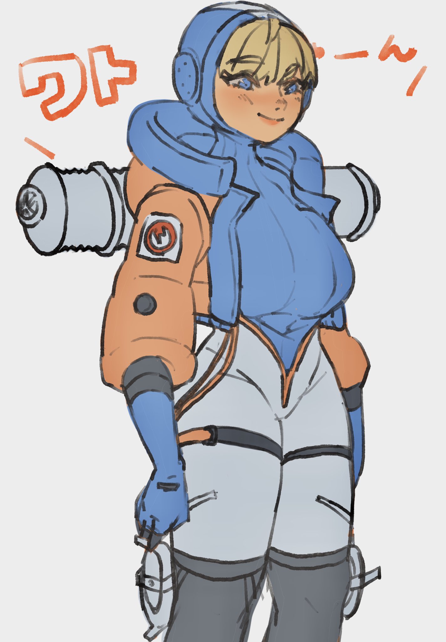 Safebooru - 1girl apex legends bangs blonde hair blue bodysuit blue gloves blush bodysuit ...