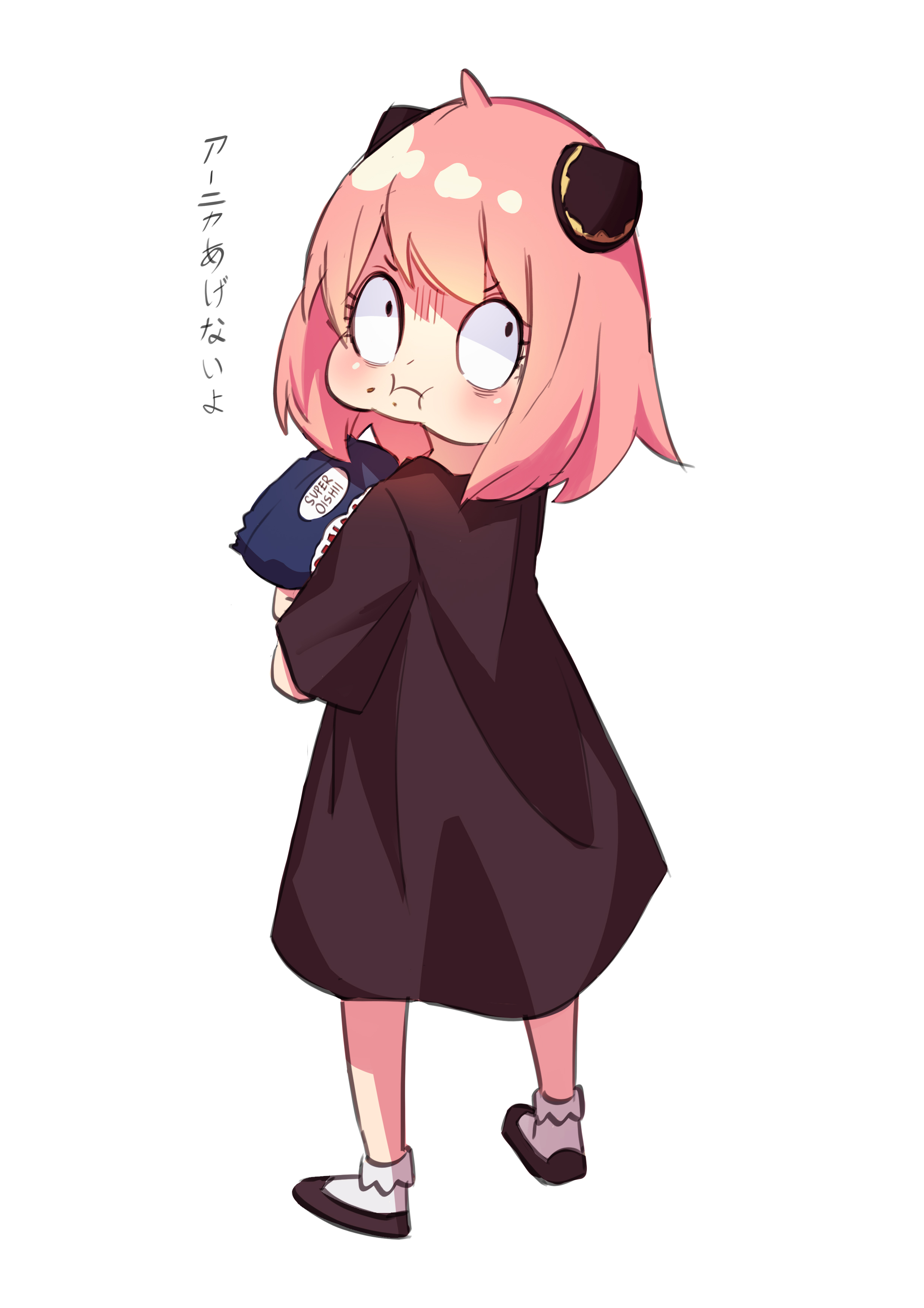 Safebooru - 1girl absurdres ahoge anya (spy x family) bangs chewing child commentary food food ...