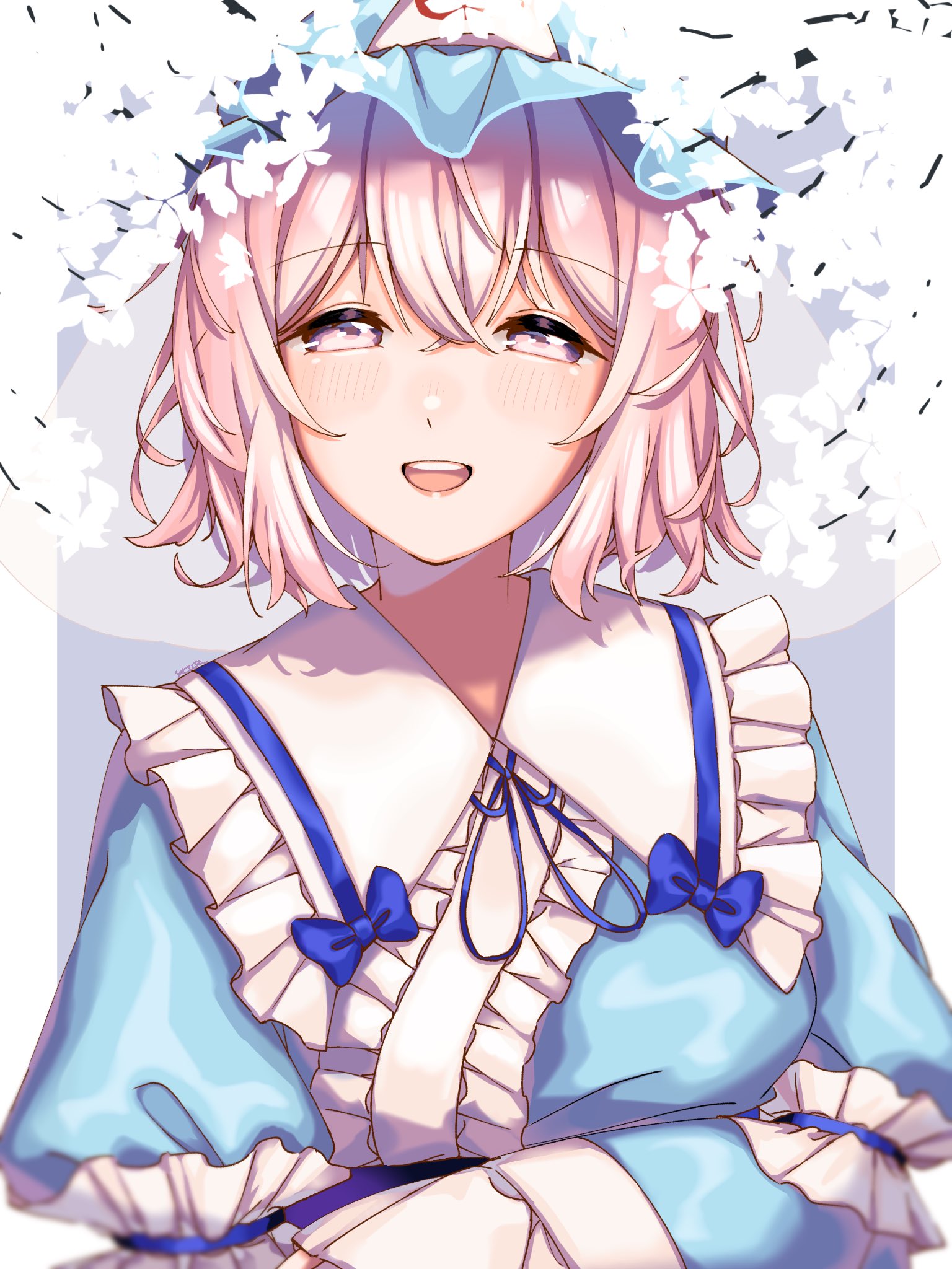 Safebooru 1girl D Arm Garter Bangs Blue Headwear Blue Kimono Blush 1391