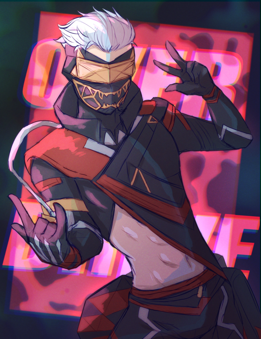 Safebooru - 1boy \m/ abs apex legends black gloves black jacket black shorts exia (miqote3535 ...