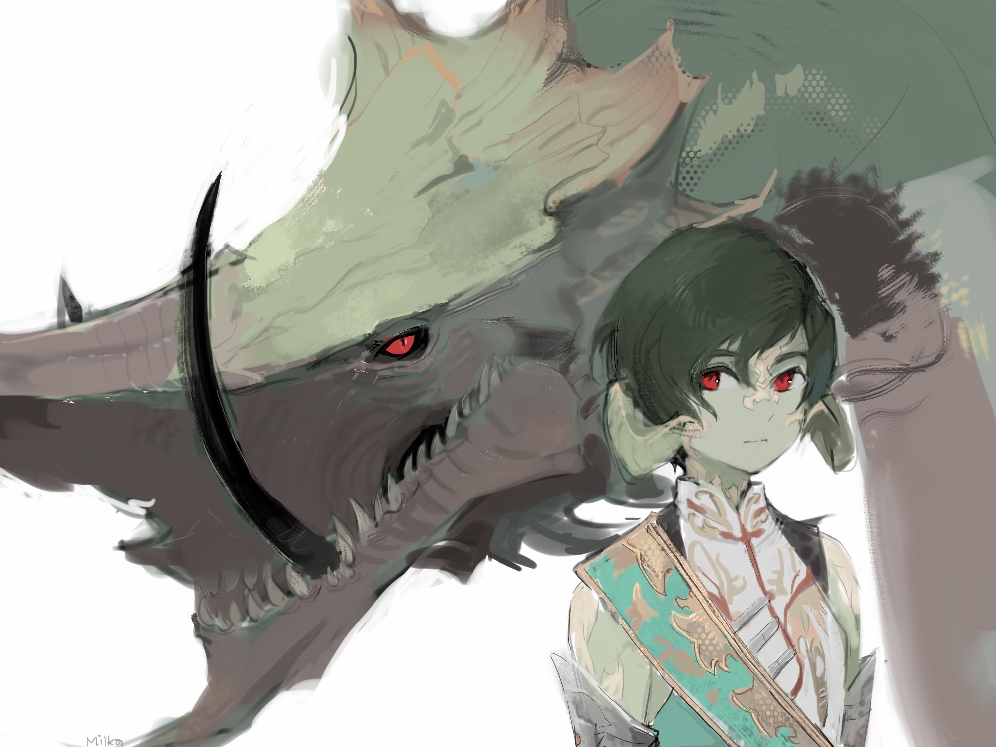 Safebooru - 1boy au ra bangs colored skin commentary dragon dragon ...