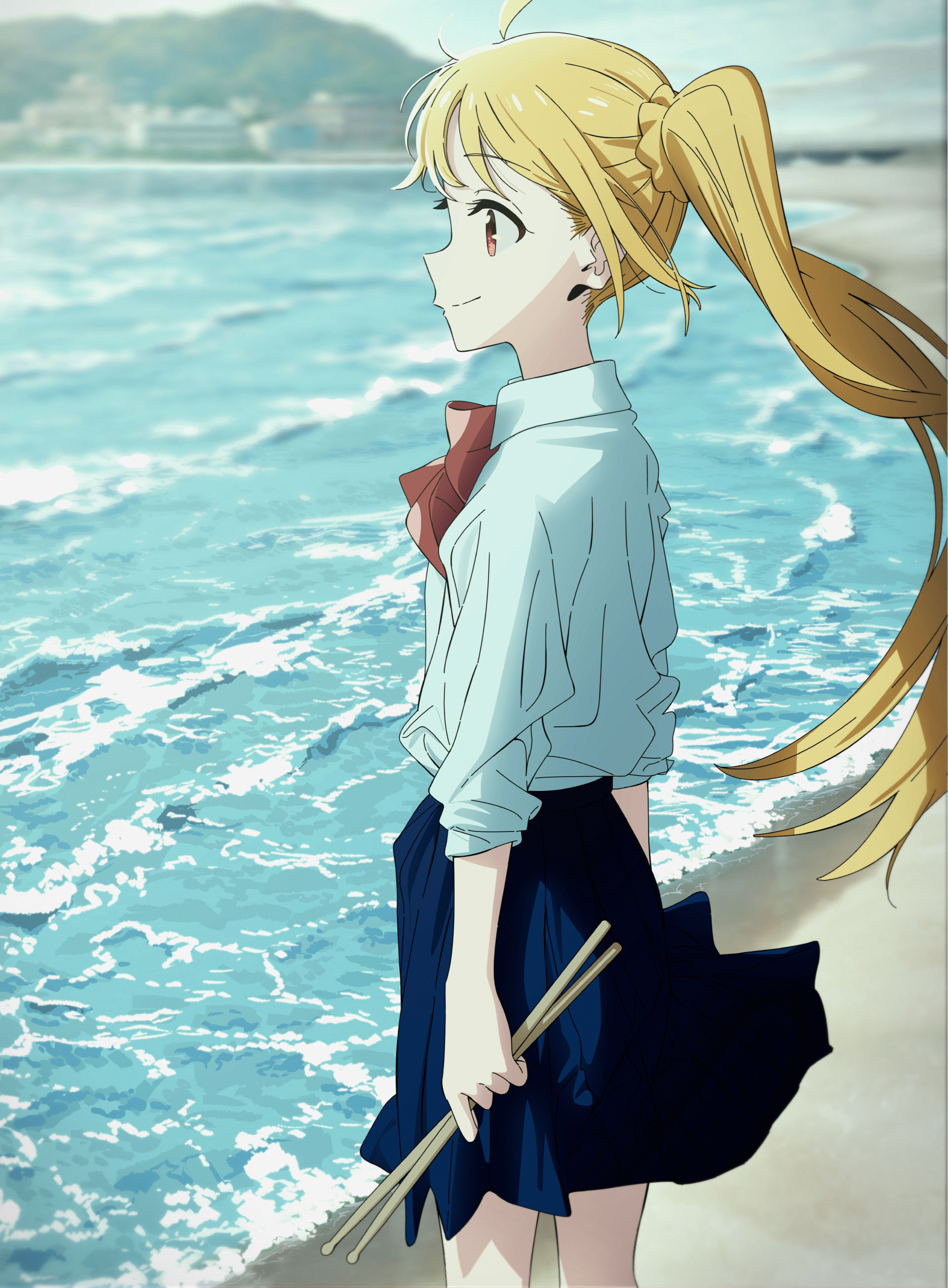 Safebooru - 1girl absurdres ahoge beach blonde hair bocchi the rock! bow bowtie brown eyes ...