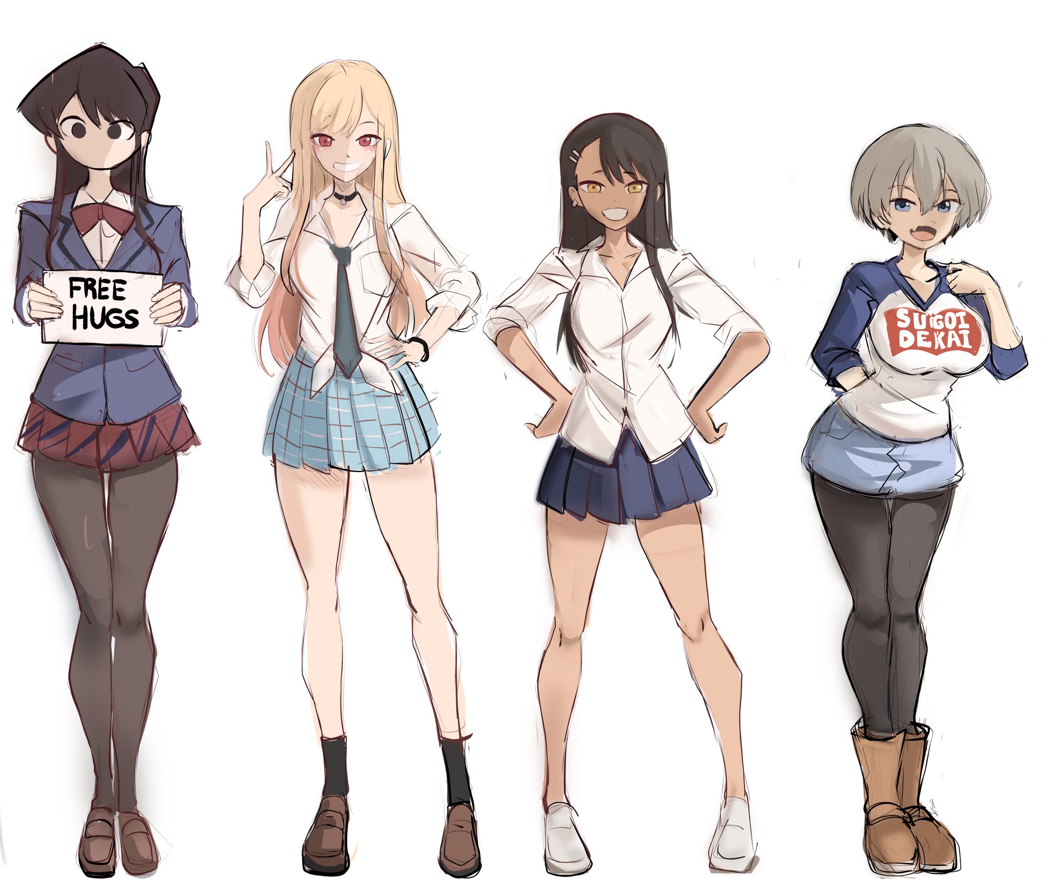 Safebooru - 4girls bangs black eyes black hair black legwear blazer blonde hair blue jacket blue ...