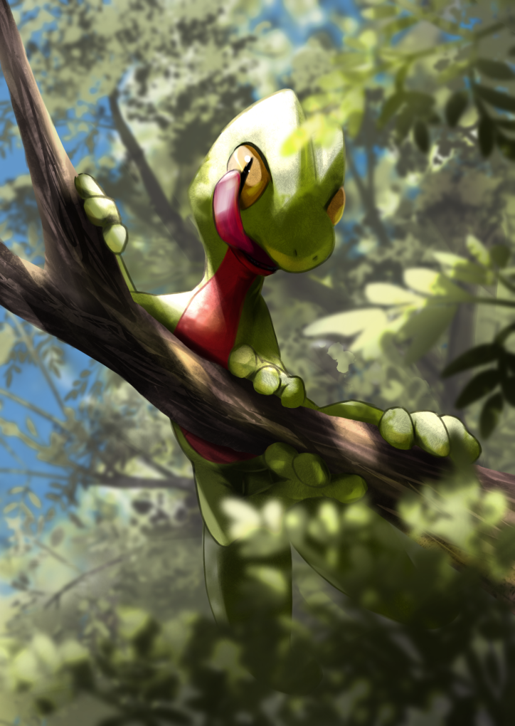 Safebooru - blurry branch commentary request day in tree leaf no humans open mouth outdoors ...