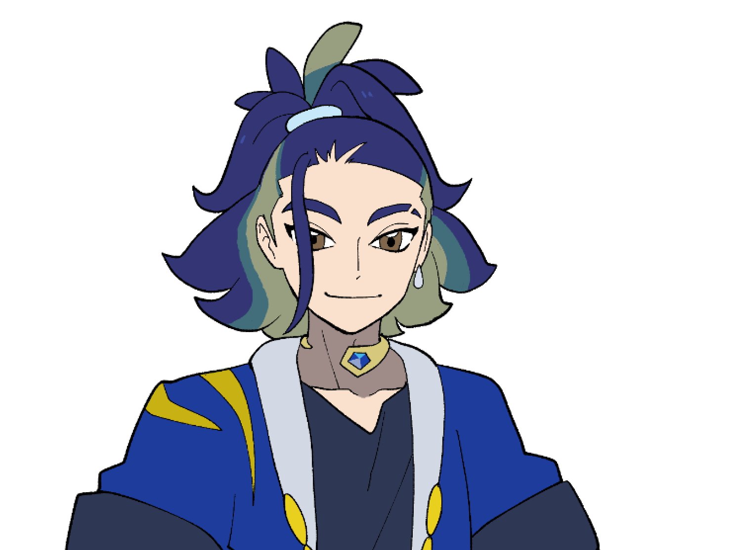 Safebooru - 1boy adaman (pokemon) bangs black shirt blue coat blue hair ...