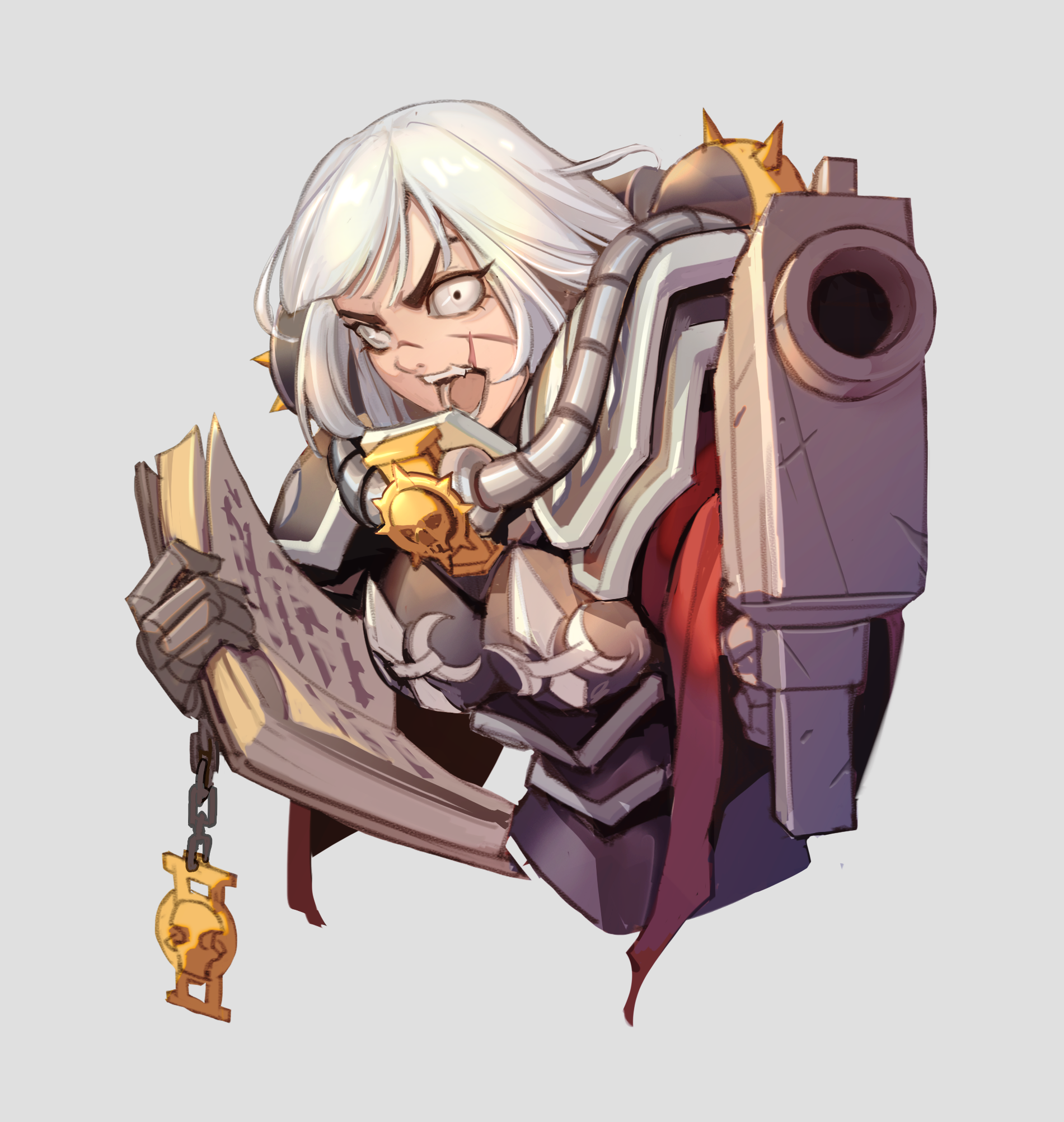 Safebooru - 1girl adepta sororitas aiming at viewer armor bangs bible black eyes bob cut bolter ...