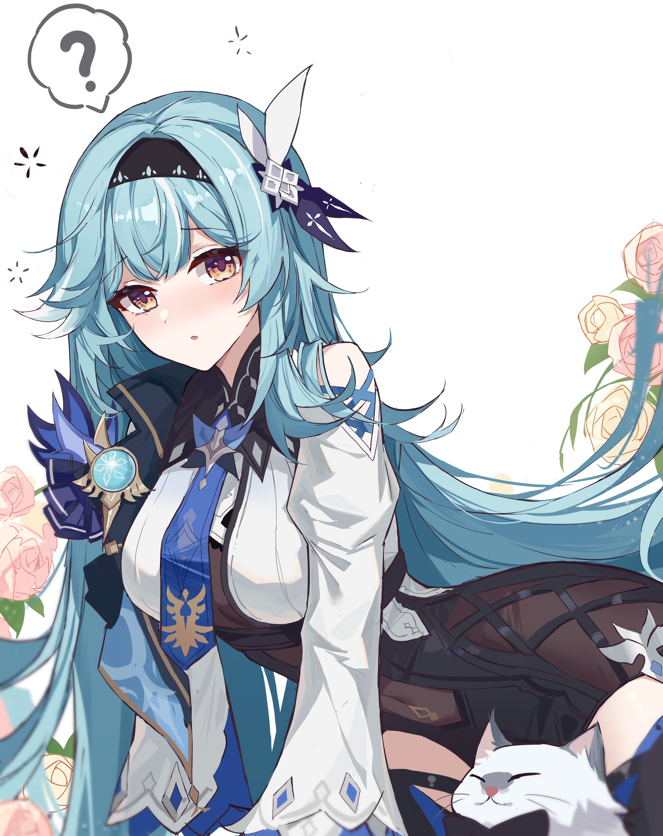 Safebooru - 1girl absurdres bangs black hairband blue hair blue necktie blush bodystocking ...