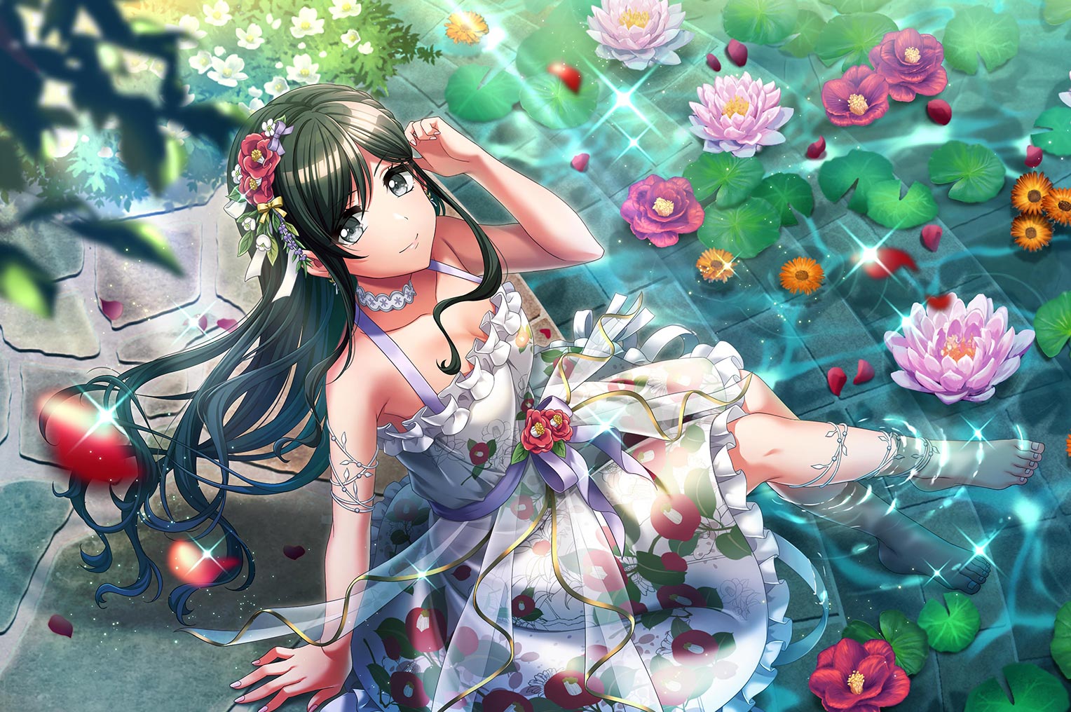 Safebooru - aoyagi tsubaki black eyes black hair blush d4dj dress long hair smile | 3967737