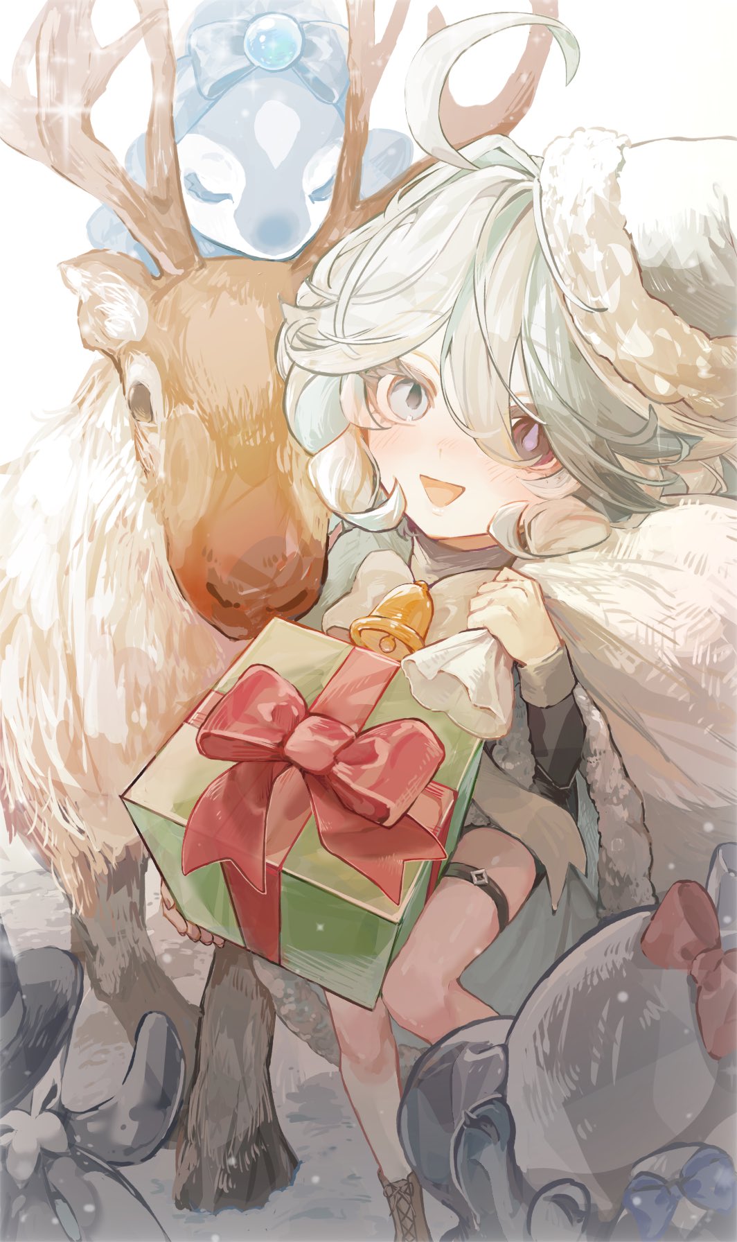 Safebooru - bell blue hair bow drop-shaped pupils furina (genshin ...