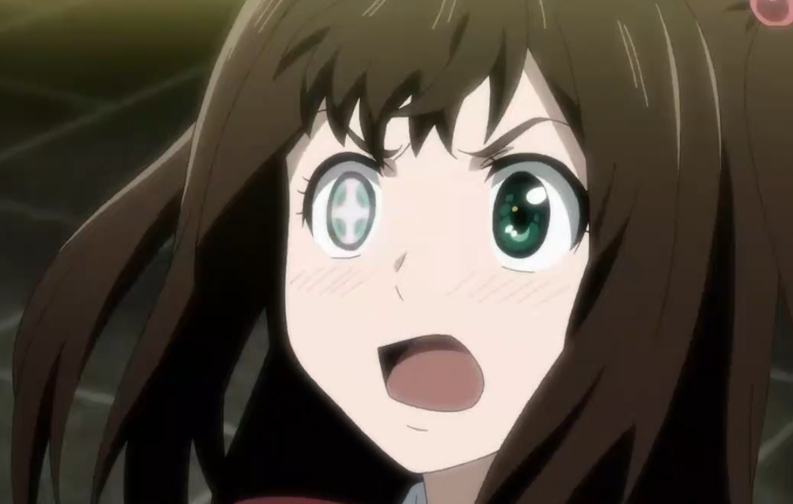 Safebooru - big order blush brown hair cross-shaped pupils furrowed ...