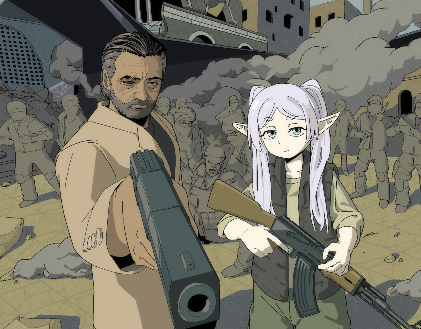 Safebooru - aiming aiming at viewer ak-47 assault rifle call of duty ...