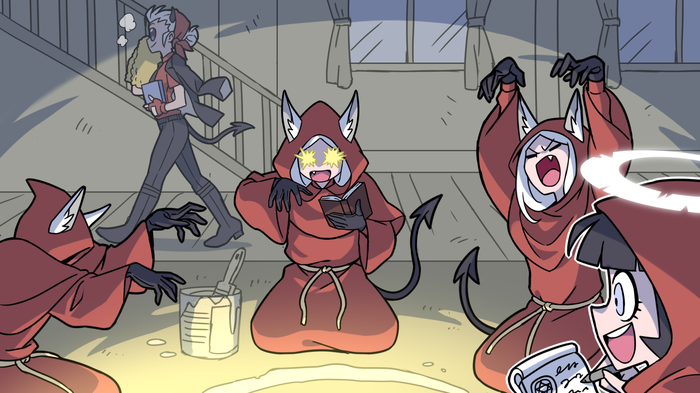 Safebooru - 5girls animal ears azazel (helltaker) black hair black ...