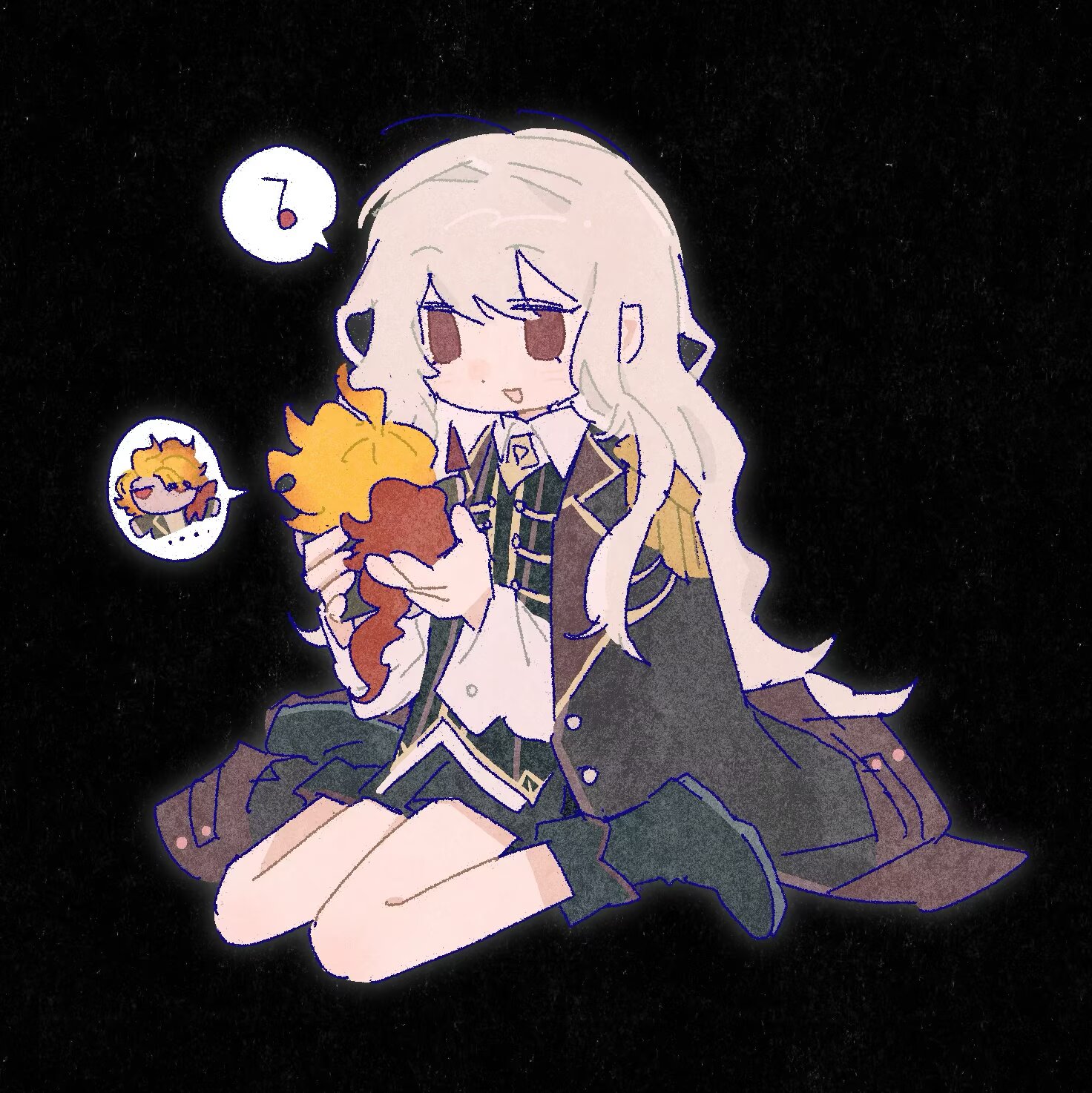 Safebooru - 1boy 1girl black background black boots black coat black ...