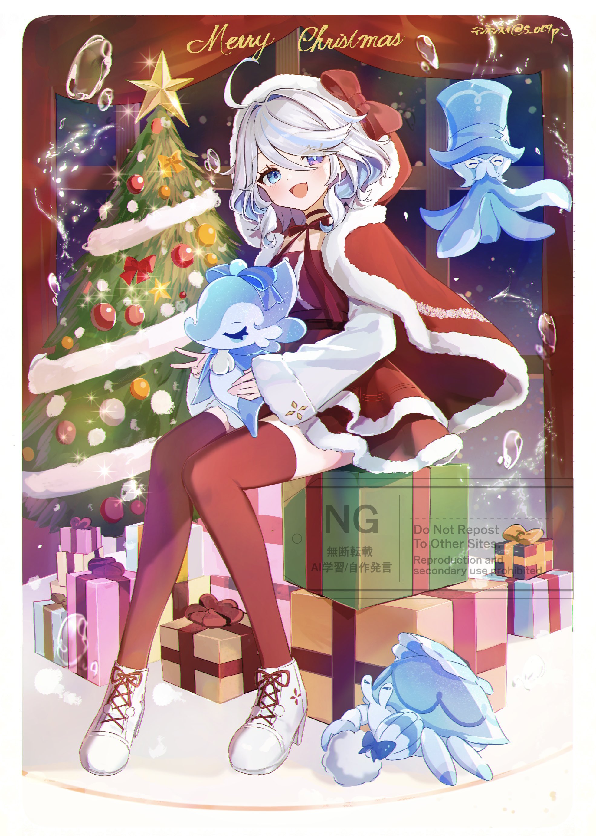 Safebooru - 1girl absurdres ahoge blue eyes boots bow box capelet ...