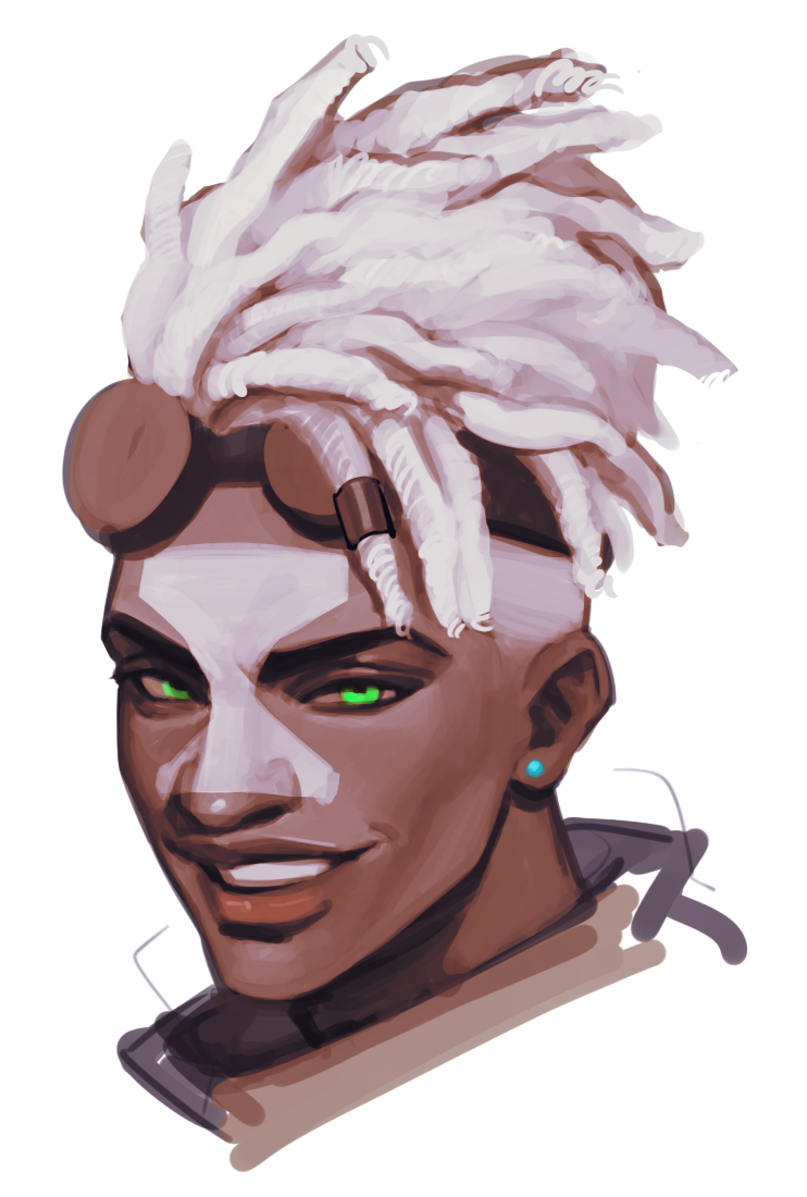 Safebooru - 1boy bangs commentary cropped head dark-skinned male dark ...