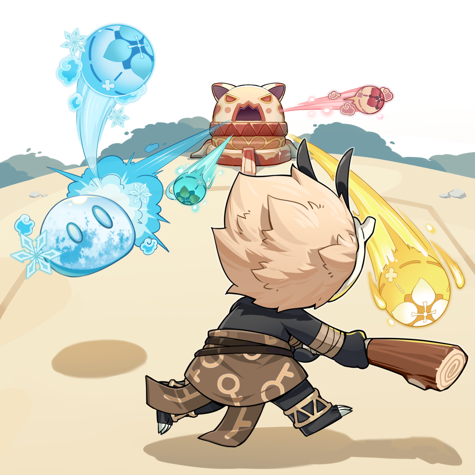 Safebooru - beach black skin chibi colored skin dodoco (genshin impact ...