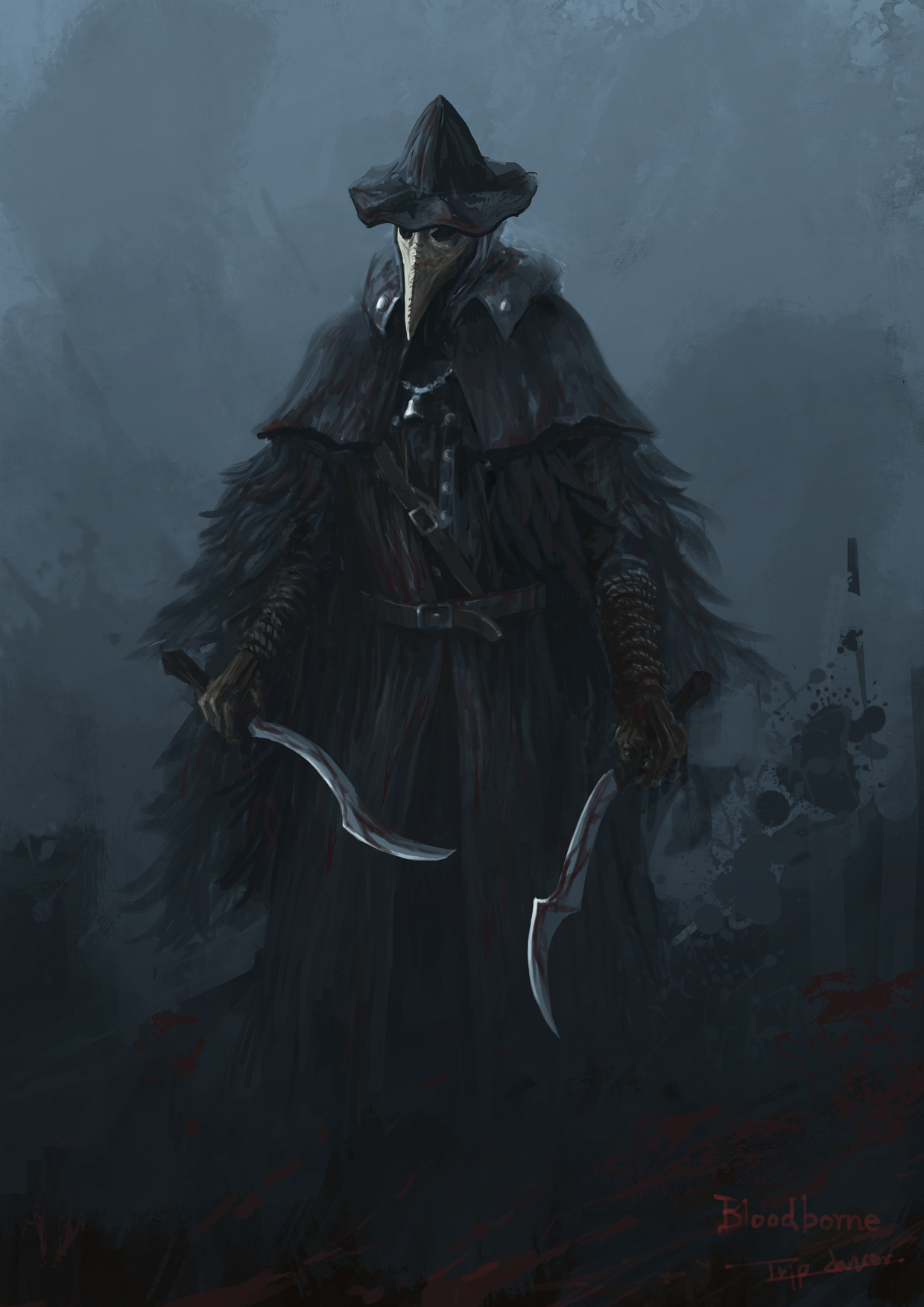 Safebooru - 1girl artist name black headwear bloodborne brown gloves ...