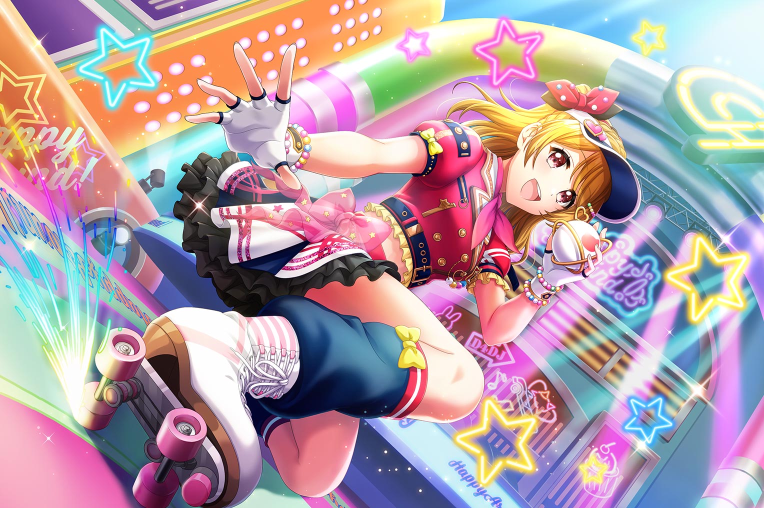 Safebooru - aimoto rinku blonde hair blush d4dj long hair pink eyes shirt smile visor | 3976990