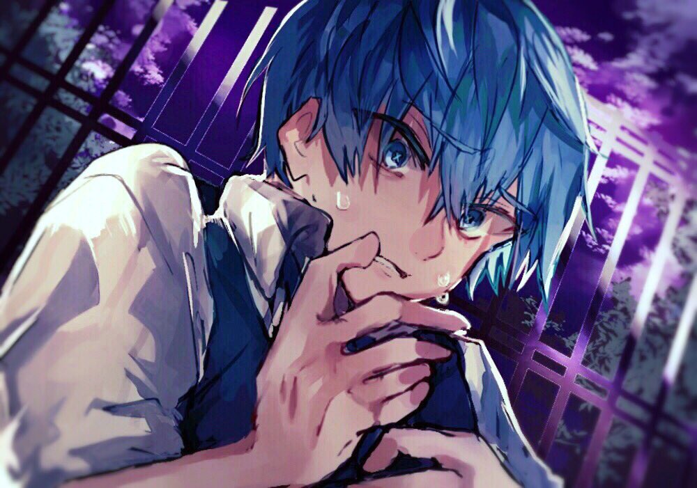 Safebooru - 1boy blue eyes blue hair blue vest clouds cloudy sky ...